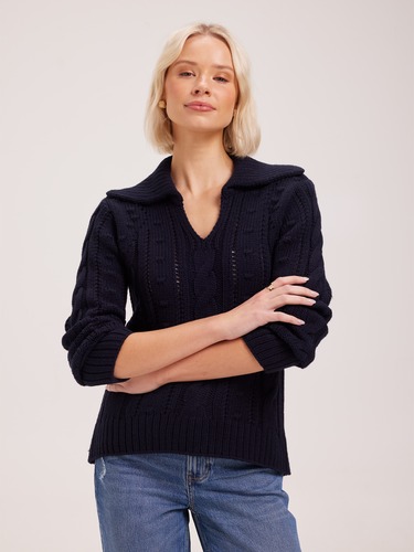 Lilith Cable Collared Pullover