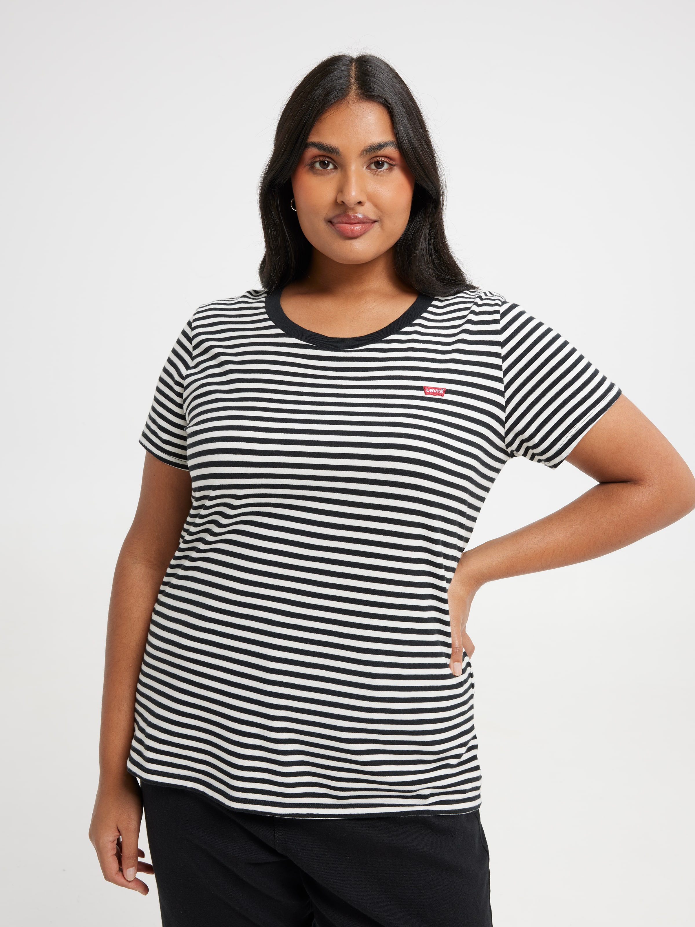 Curve Perfect Tee In Raita Stripe Caviar - Just Jeans Online