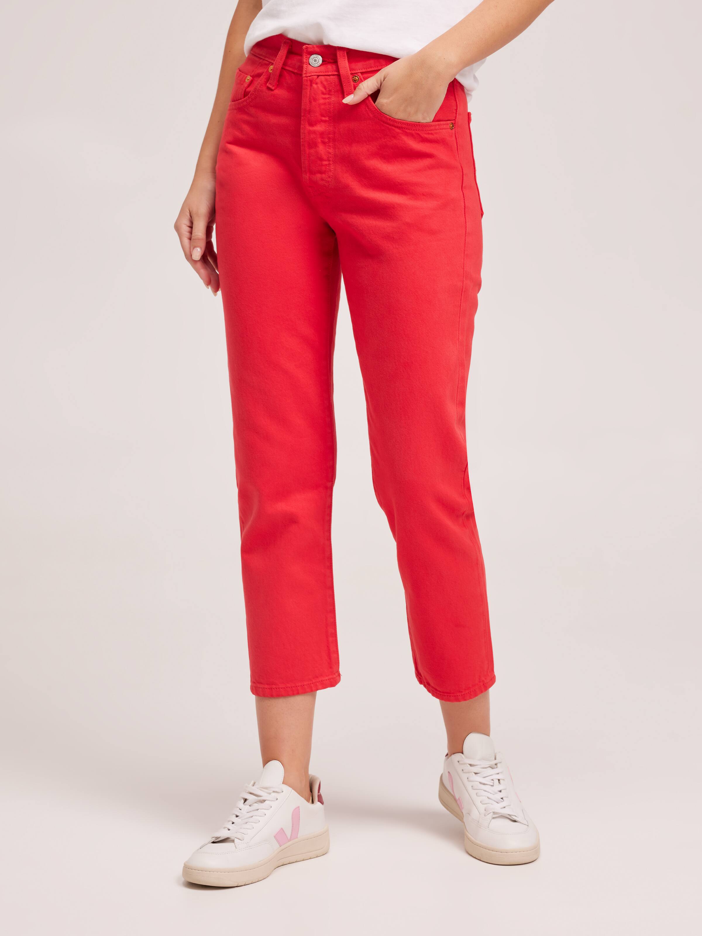 501 Crop Jean In Script Red - Just Jeans Online