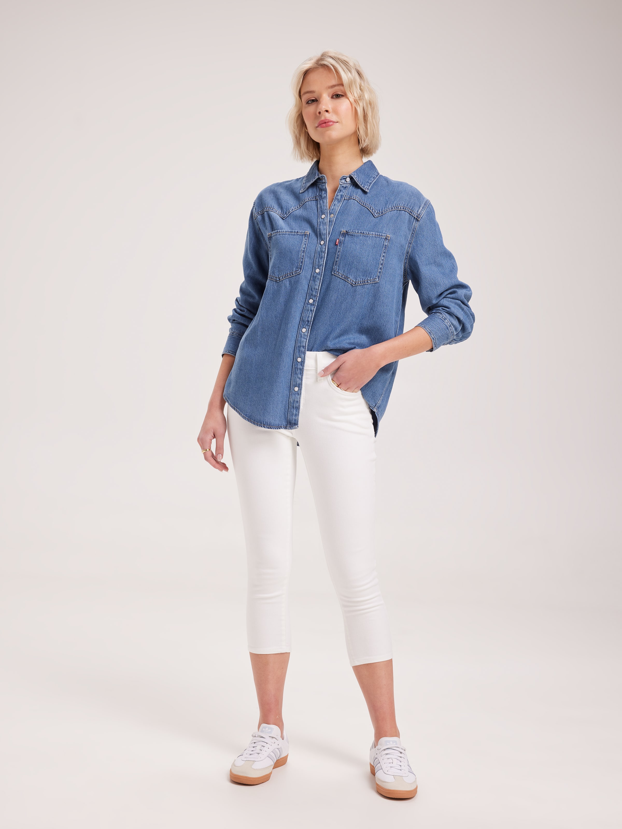 311 Skinny Capri In White - Just Jeans Online