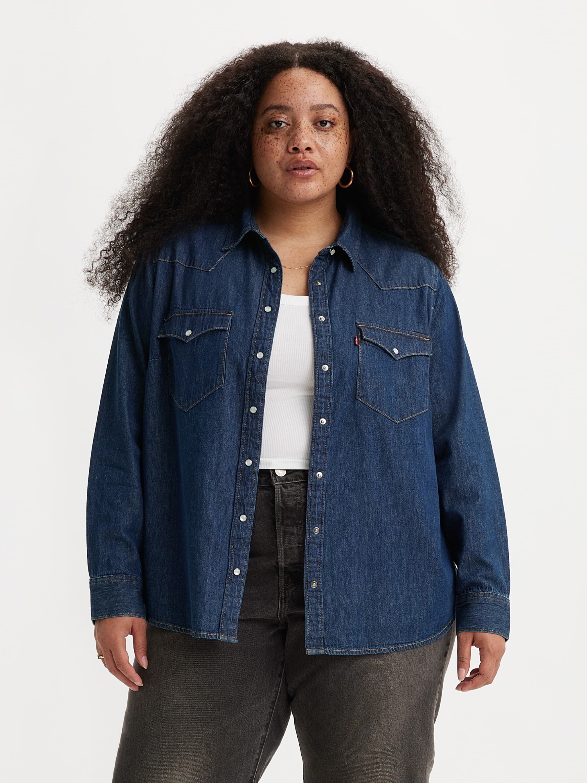 Curve Ultimate Western Shirt In Smokin Hot Denim - Just Jeans Online