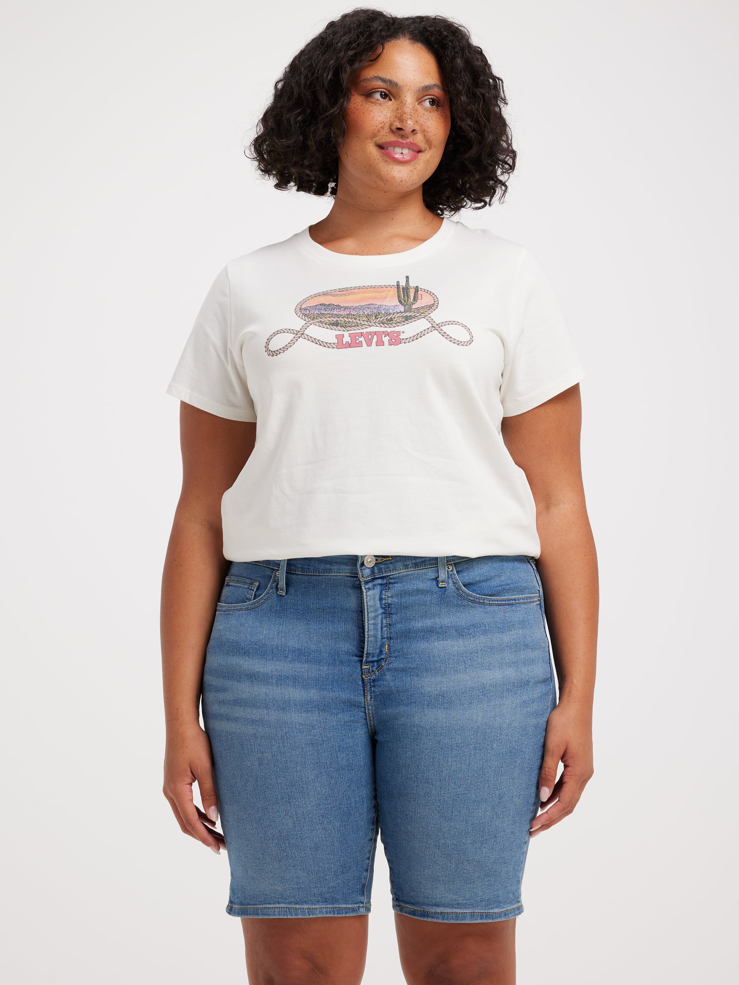 Curve Shaping Bermuda In Camp Denim - Just Jeans Online