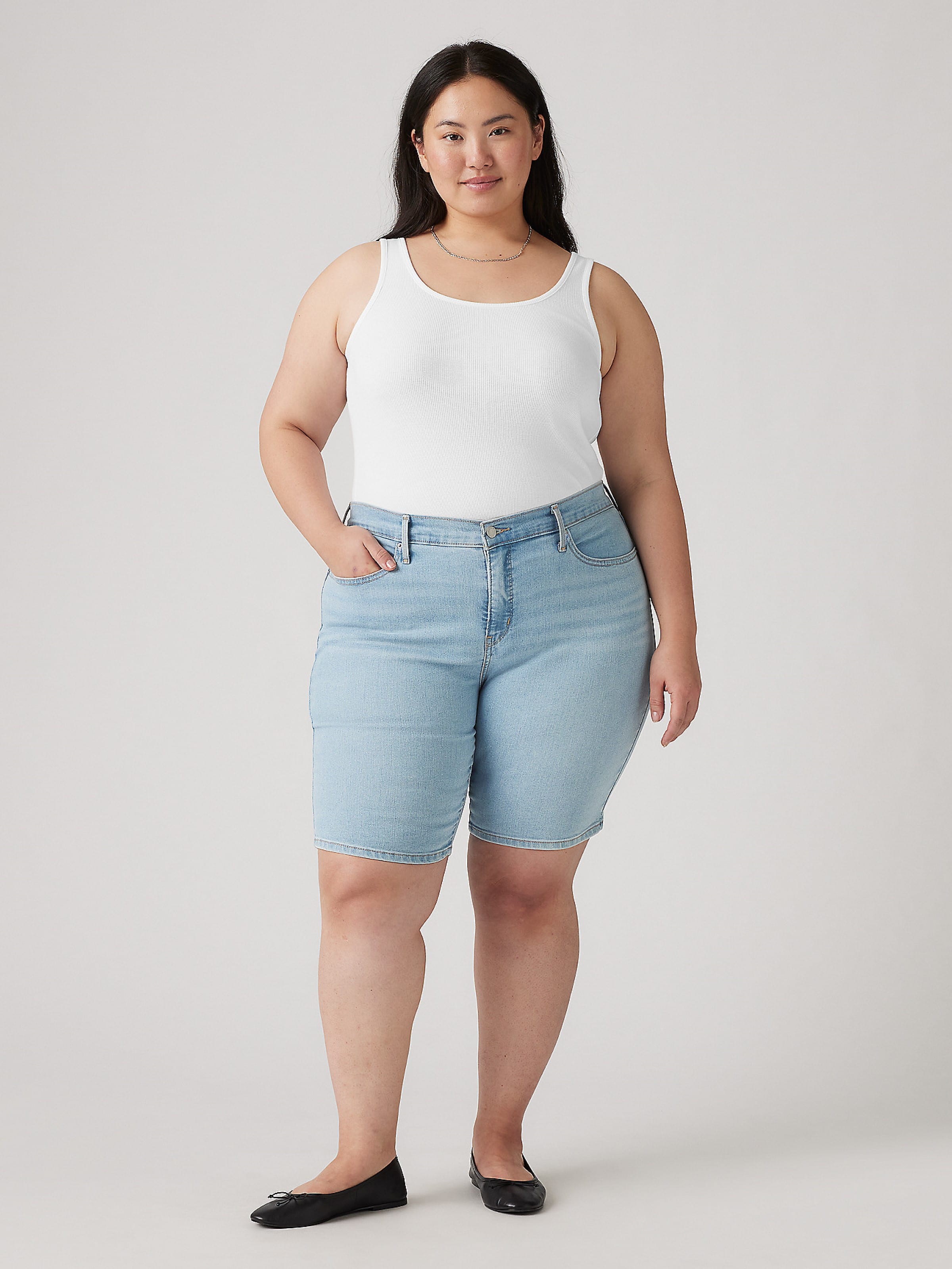 Curve Shaping Bermuda Short In Double Duty - Just Jeans Online