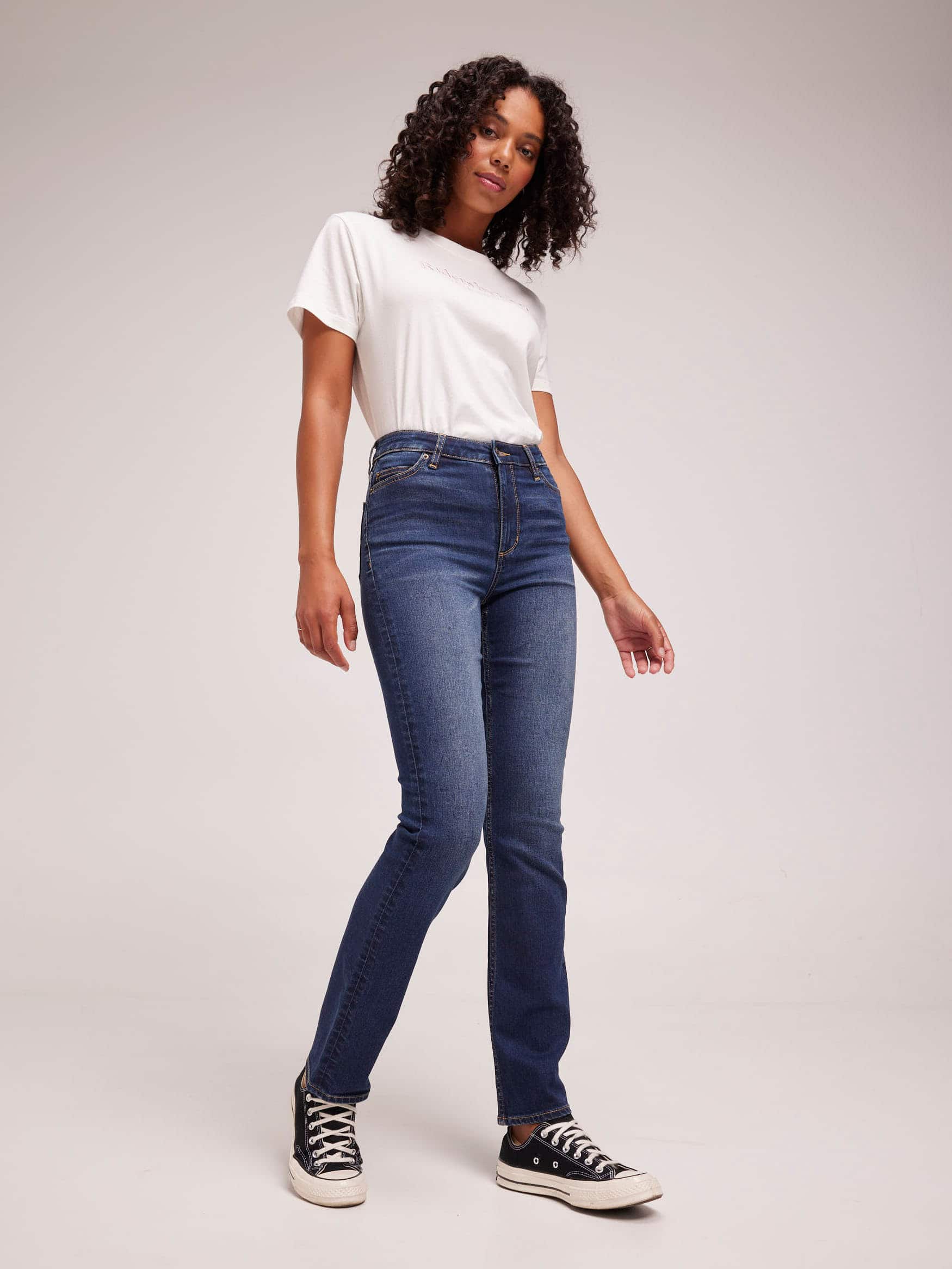 Mid Straight In Deep Indigo Denim - Just Jeans Online