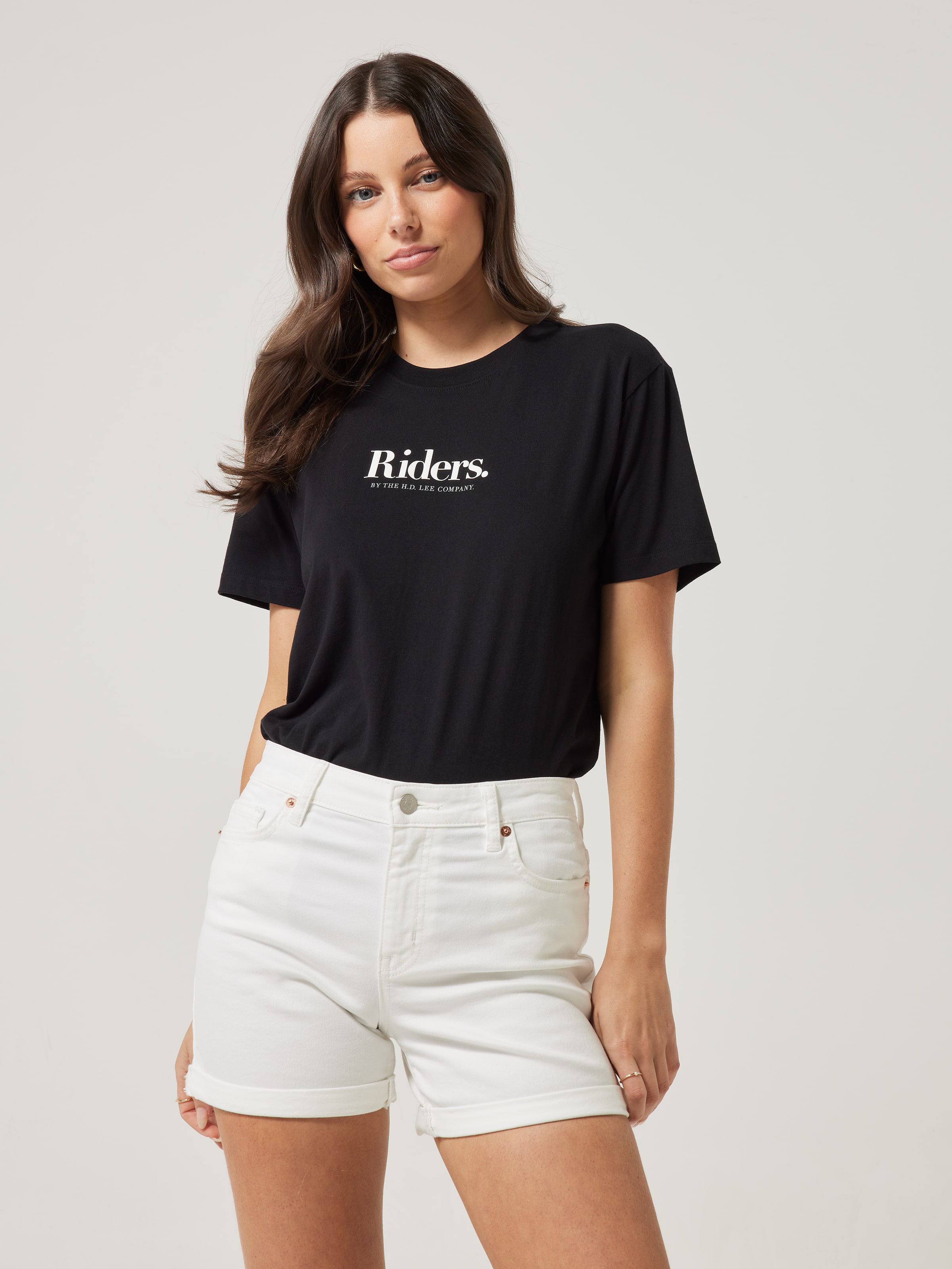 Mid Thigh Short In Bright White White - Just Jeans Online