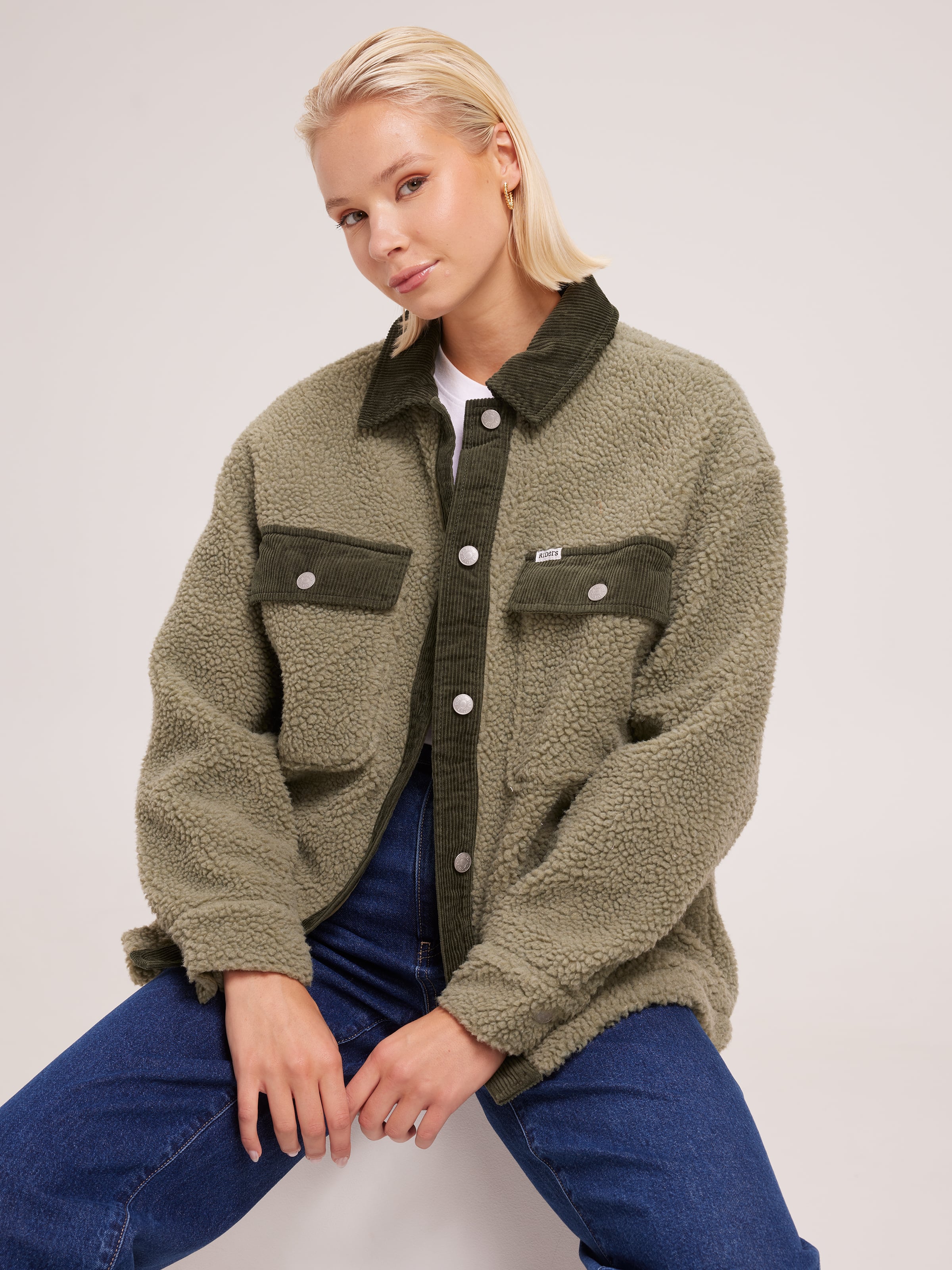 Teddy Shacket In Evergreen - Just Jeans Online