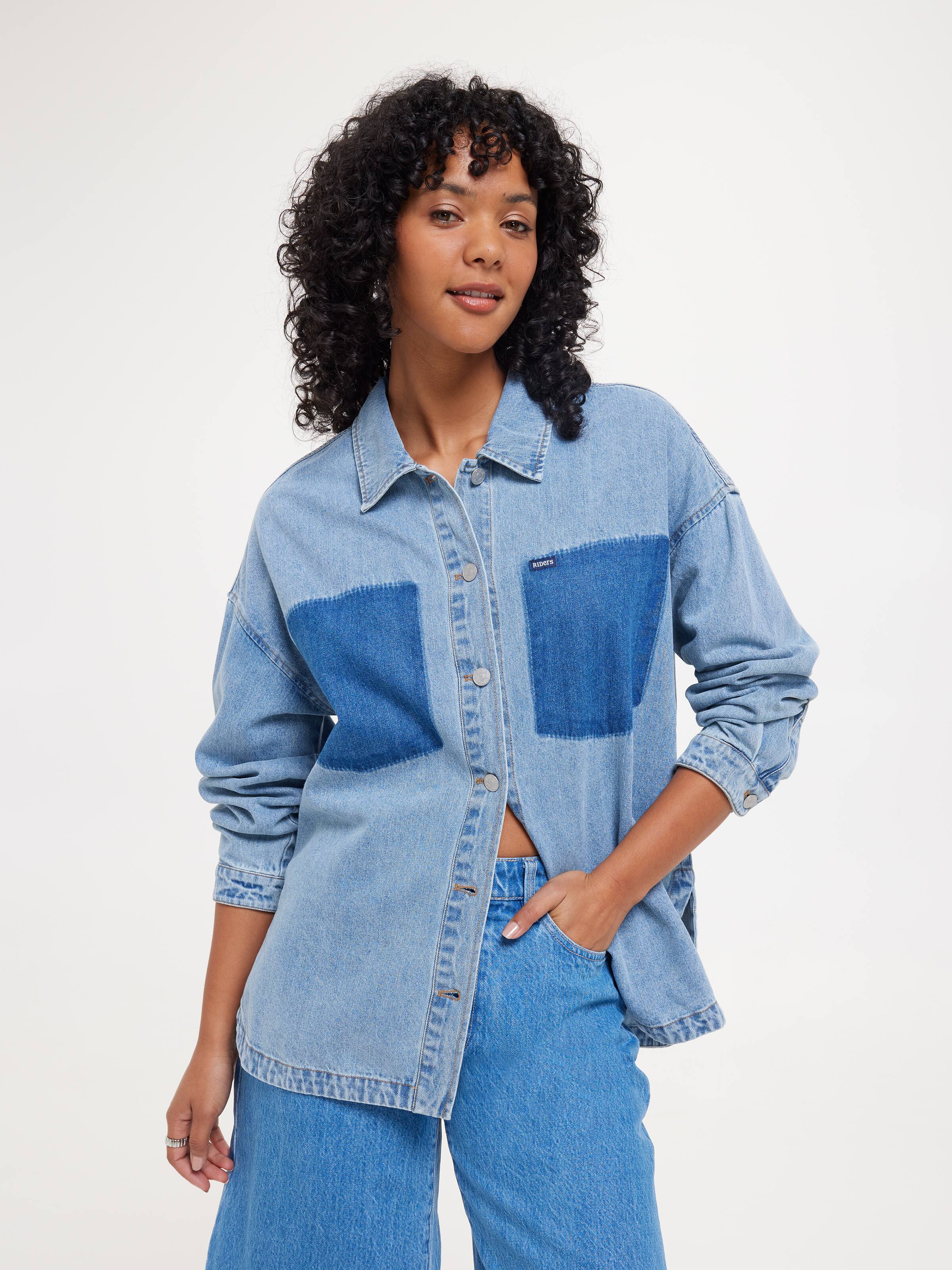 Denim Shacket In Shadow Blue - Just Jeans Online