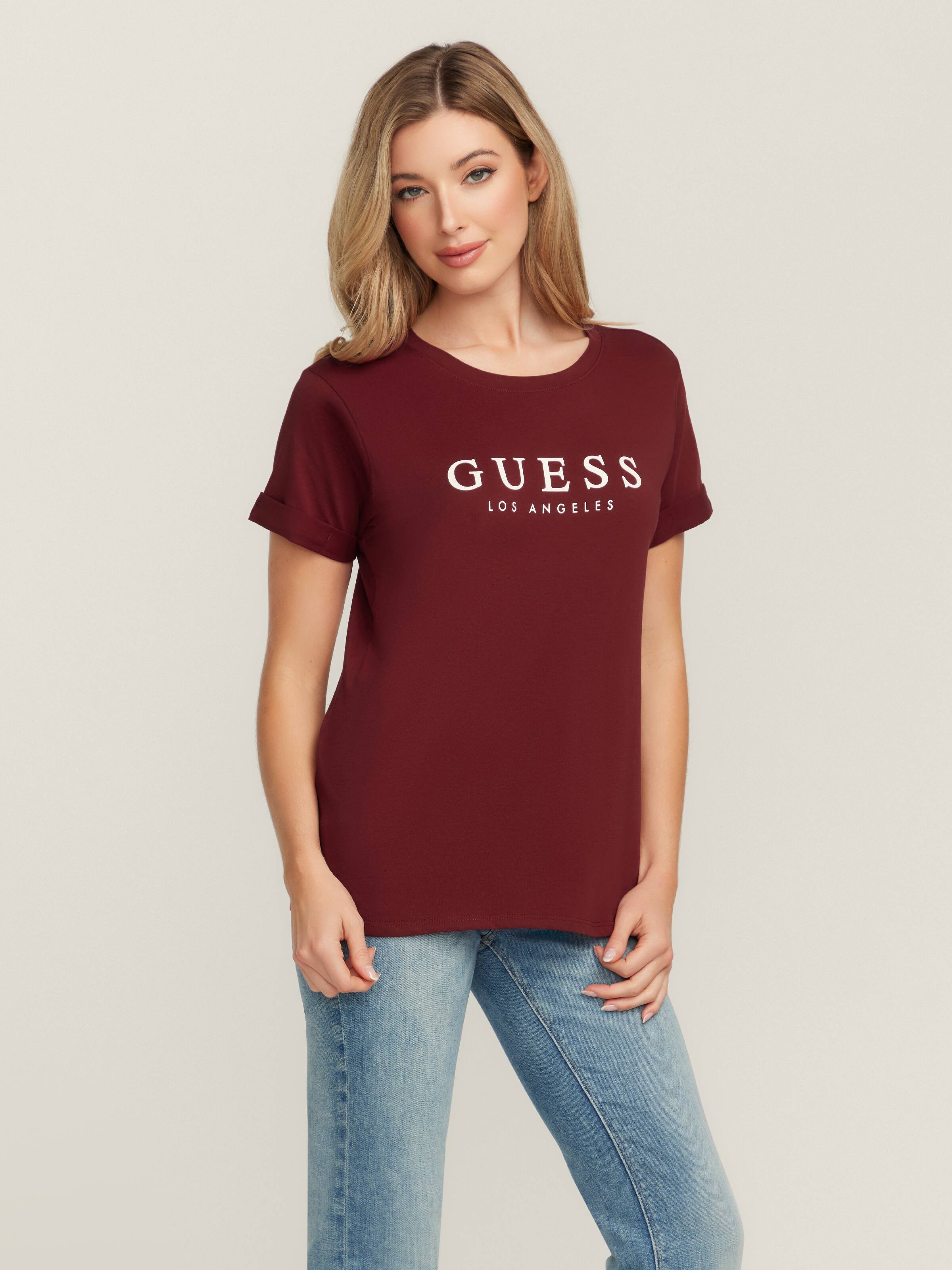 Rolled Up Tee In Beet Juice Red - Just Jeans Online