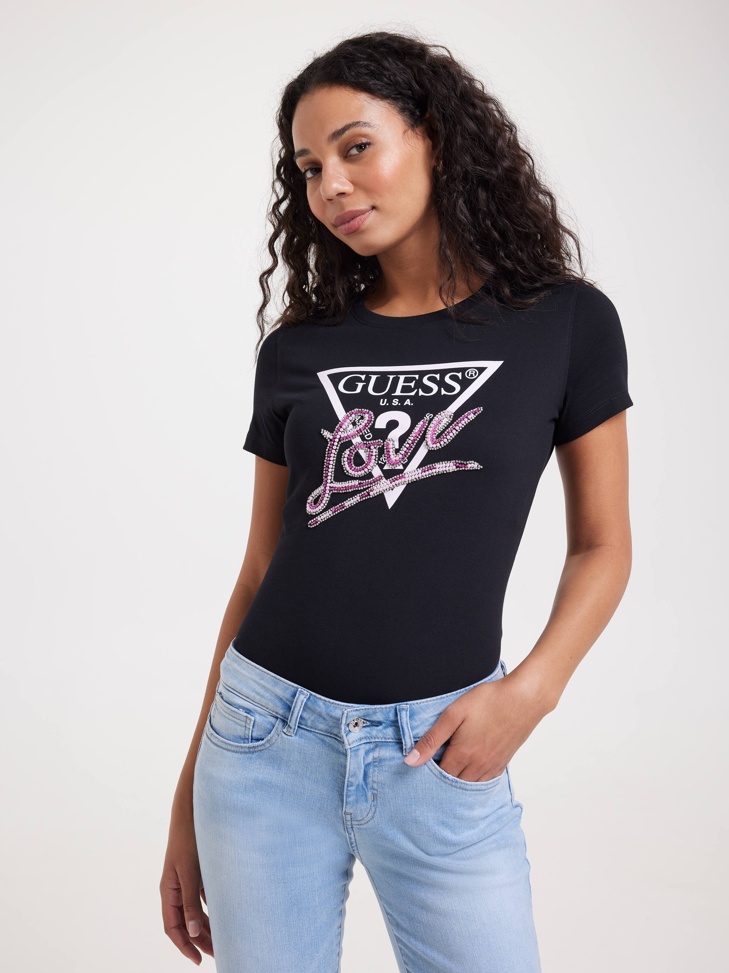 Love Triangle Tee In Jet Black - Just Jeans Online
