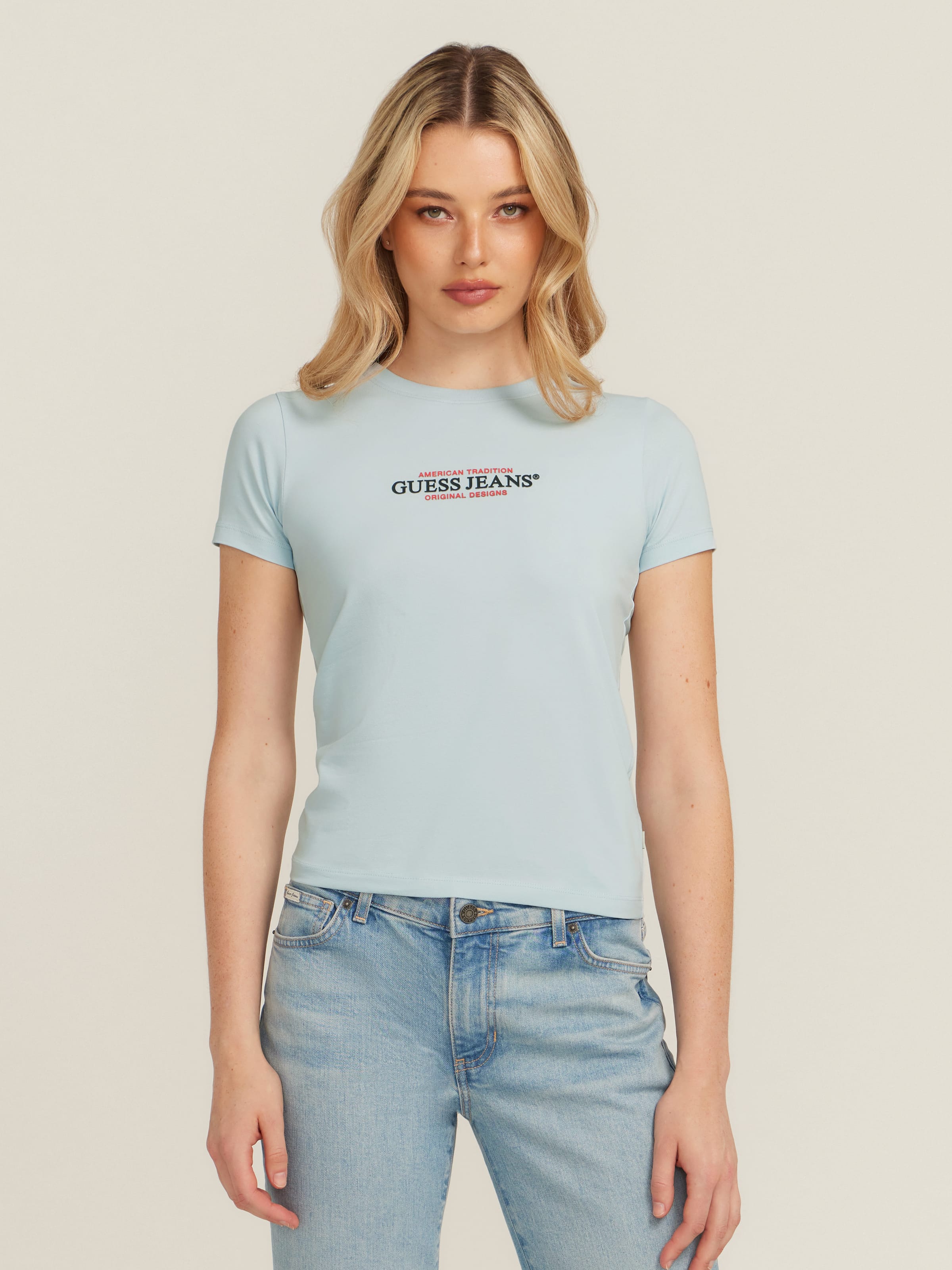 Jeans Slim American Triangle Tee In Azure Laguna - Just Jeans Online