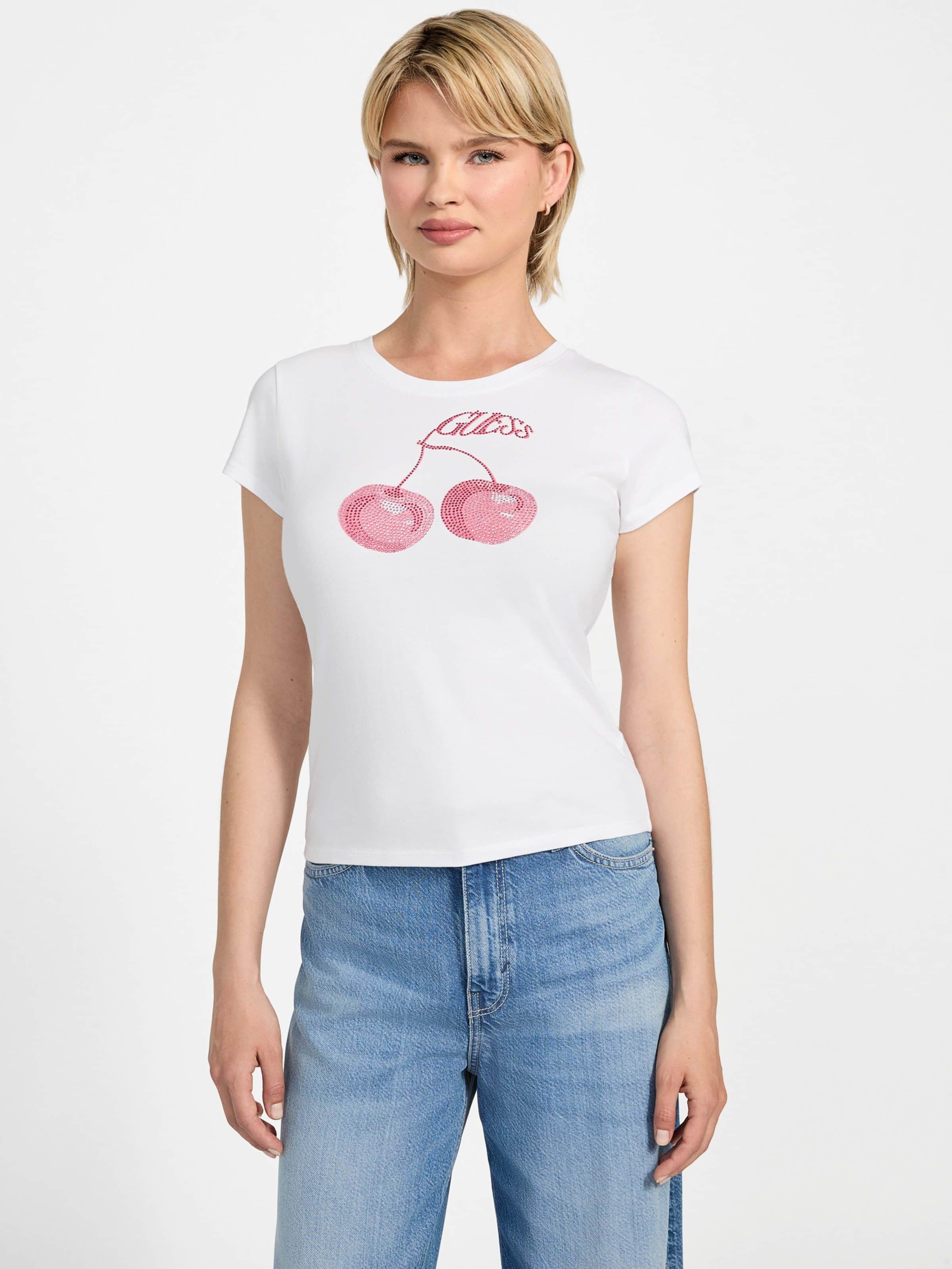 Wavy Cherry Tee In White White - Just Jeans Online