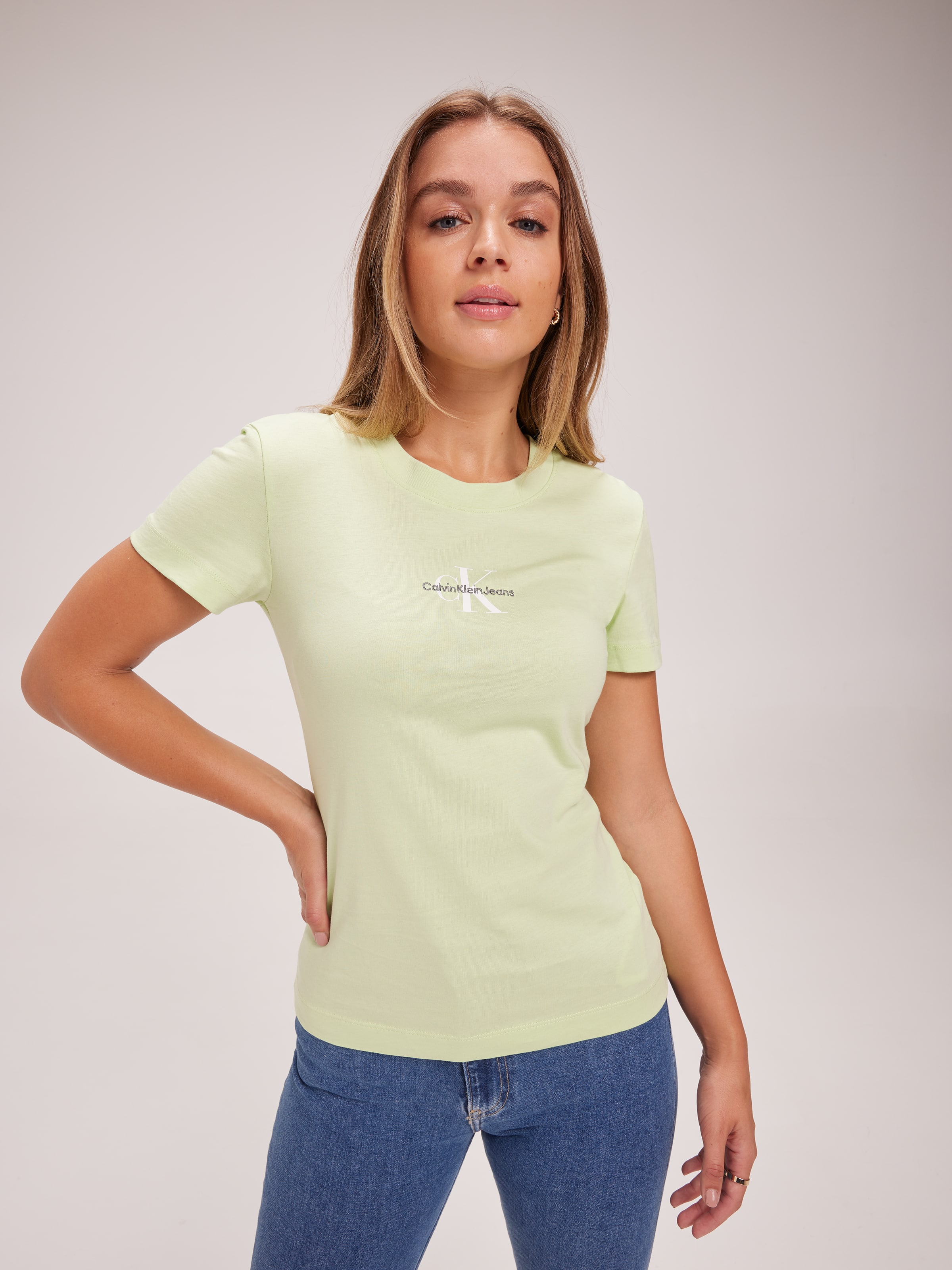 Monologo Slim Tee In Mint Mint - Just Jeans Online
