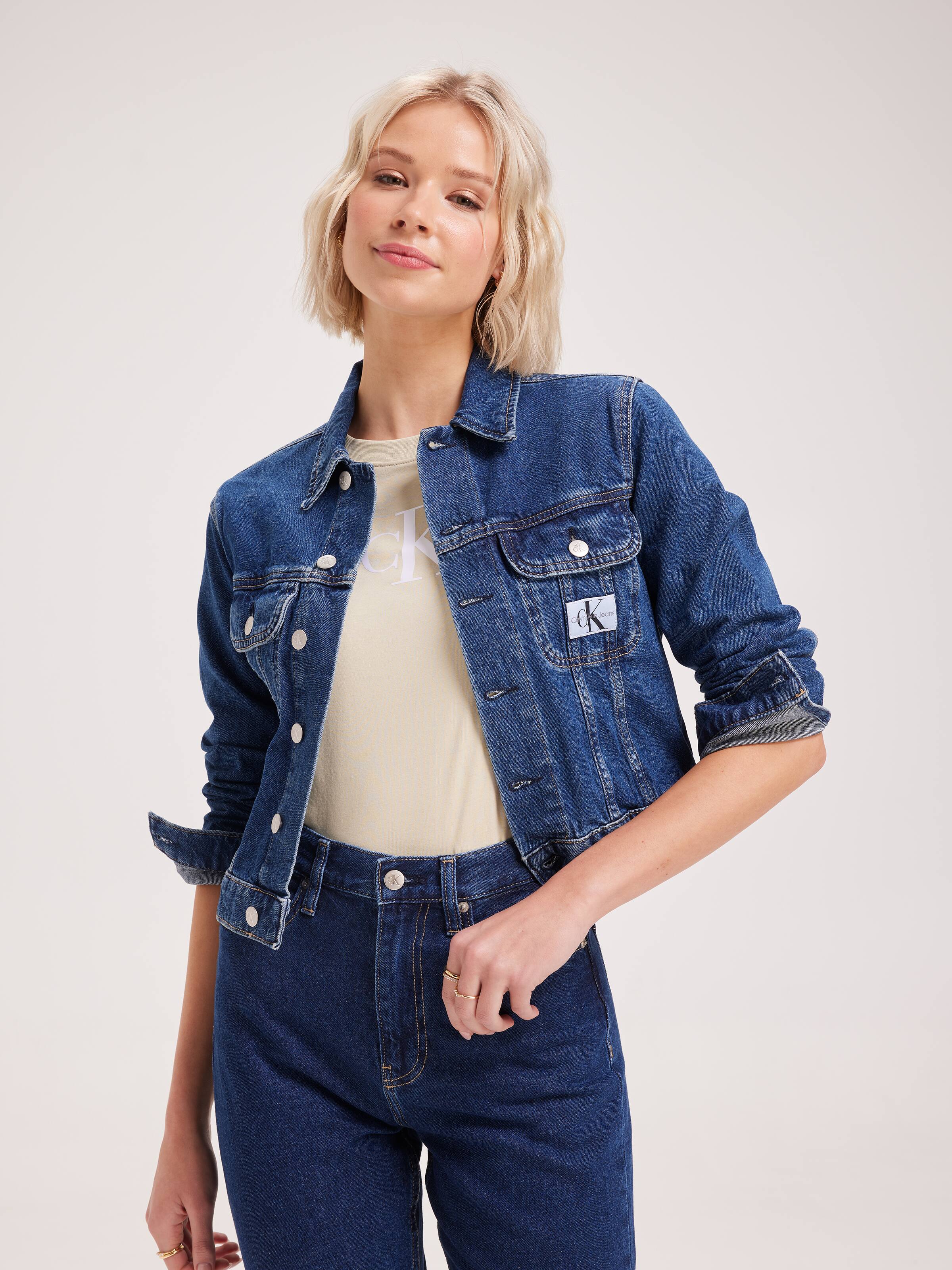 Cropped 90S Denim Jacket In Inky Blue - Just Jeans Online