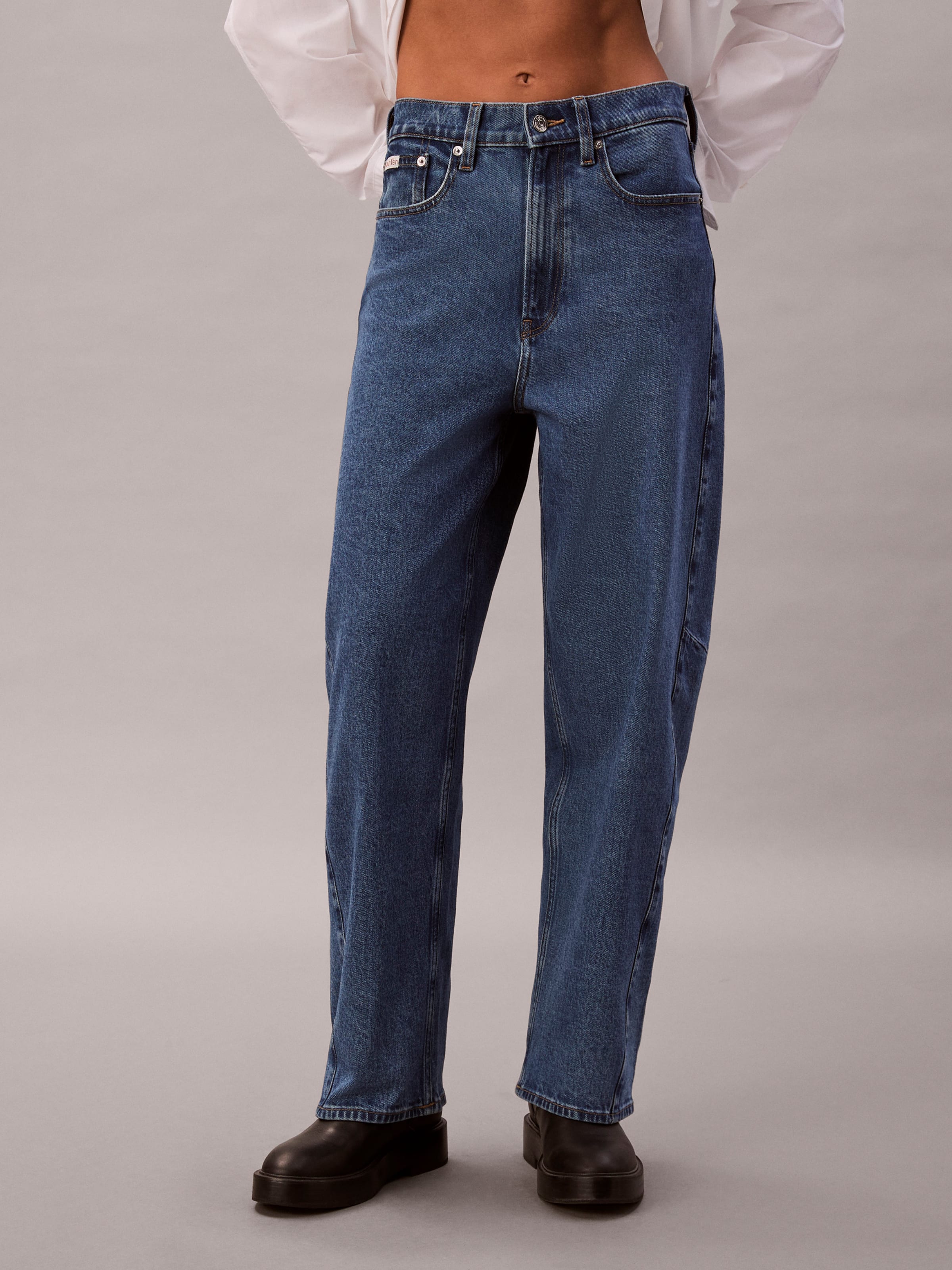 Seamed Barrel Jean In Runaway Blue Denim - Just Jeans Online