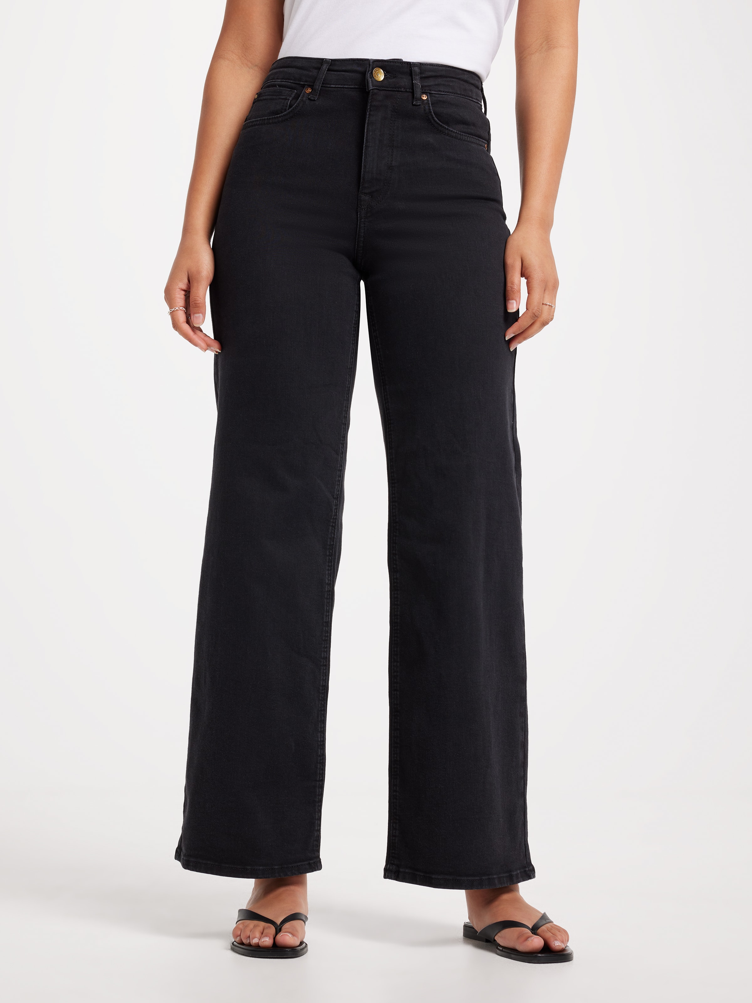Madison Blush High Wide Jean In Washed Black - Just Jeans Online