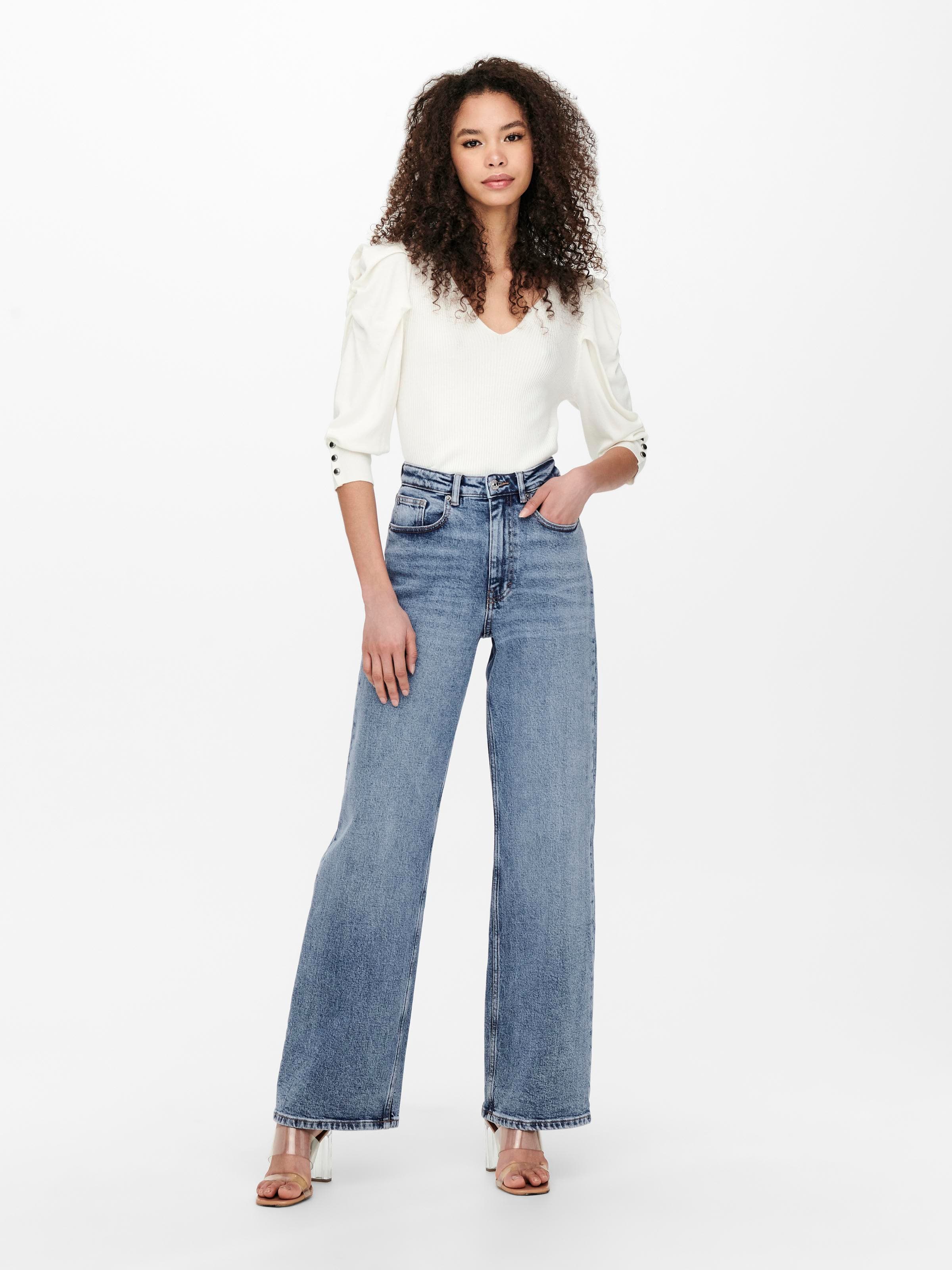 Juicy High Wide Leg Jean In Mid Denim Denim - Just Jeans Online