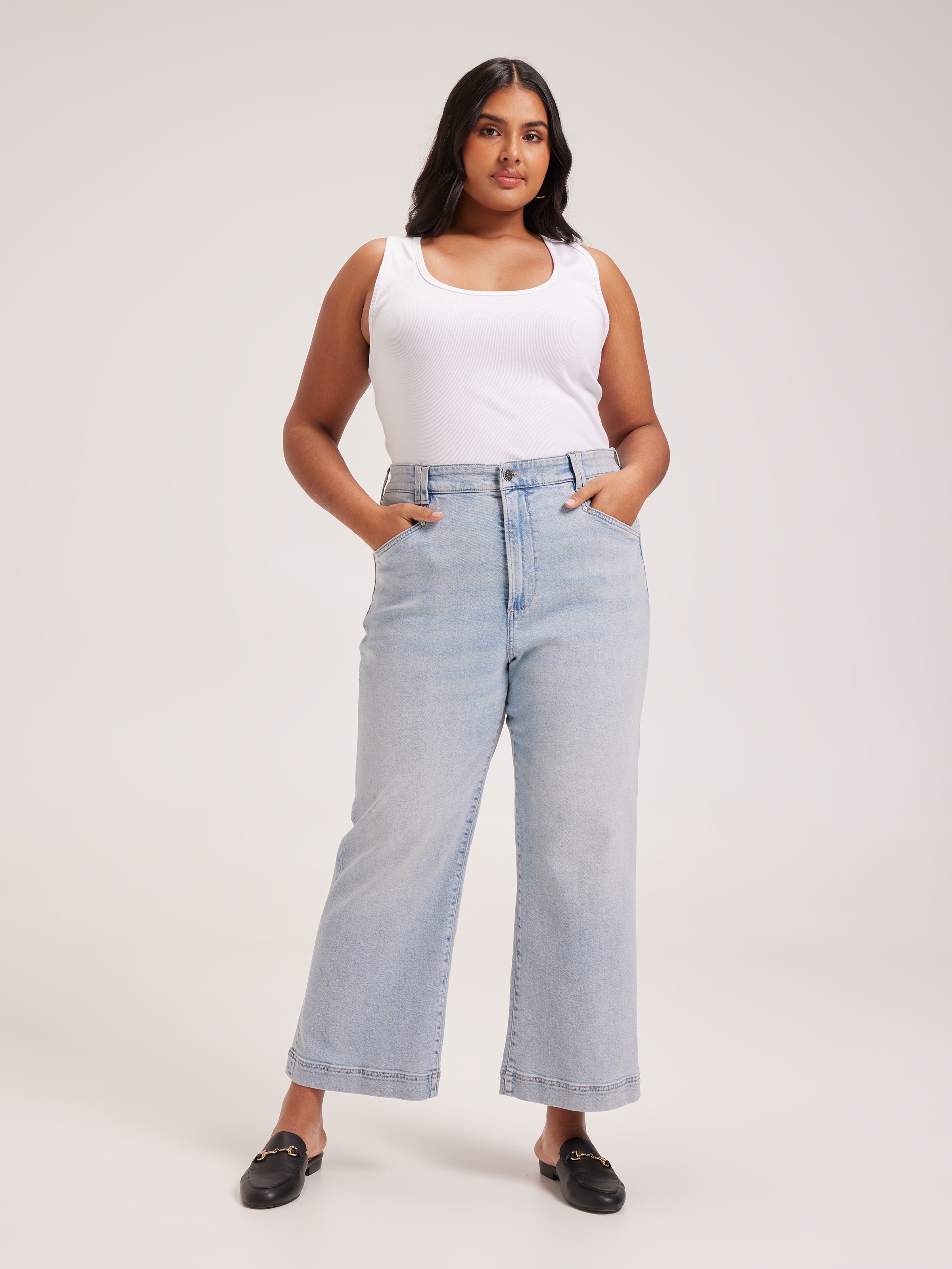 Curve Originals Utility Wide Crop Jean Cloud - Just Jeans Online