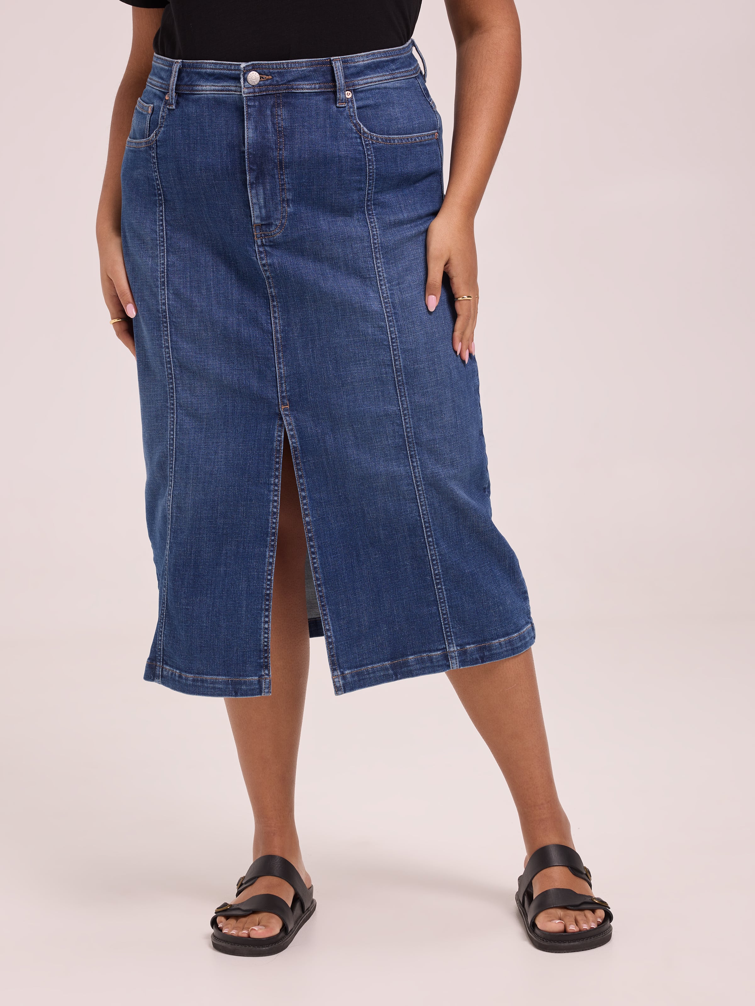 Curve Originals Split Front Midi Skirt Dark Vintage - Smiggle Online