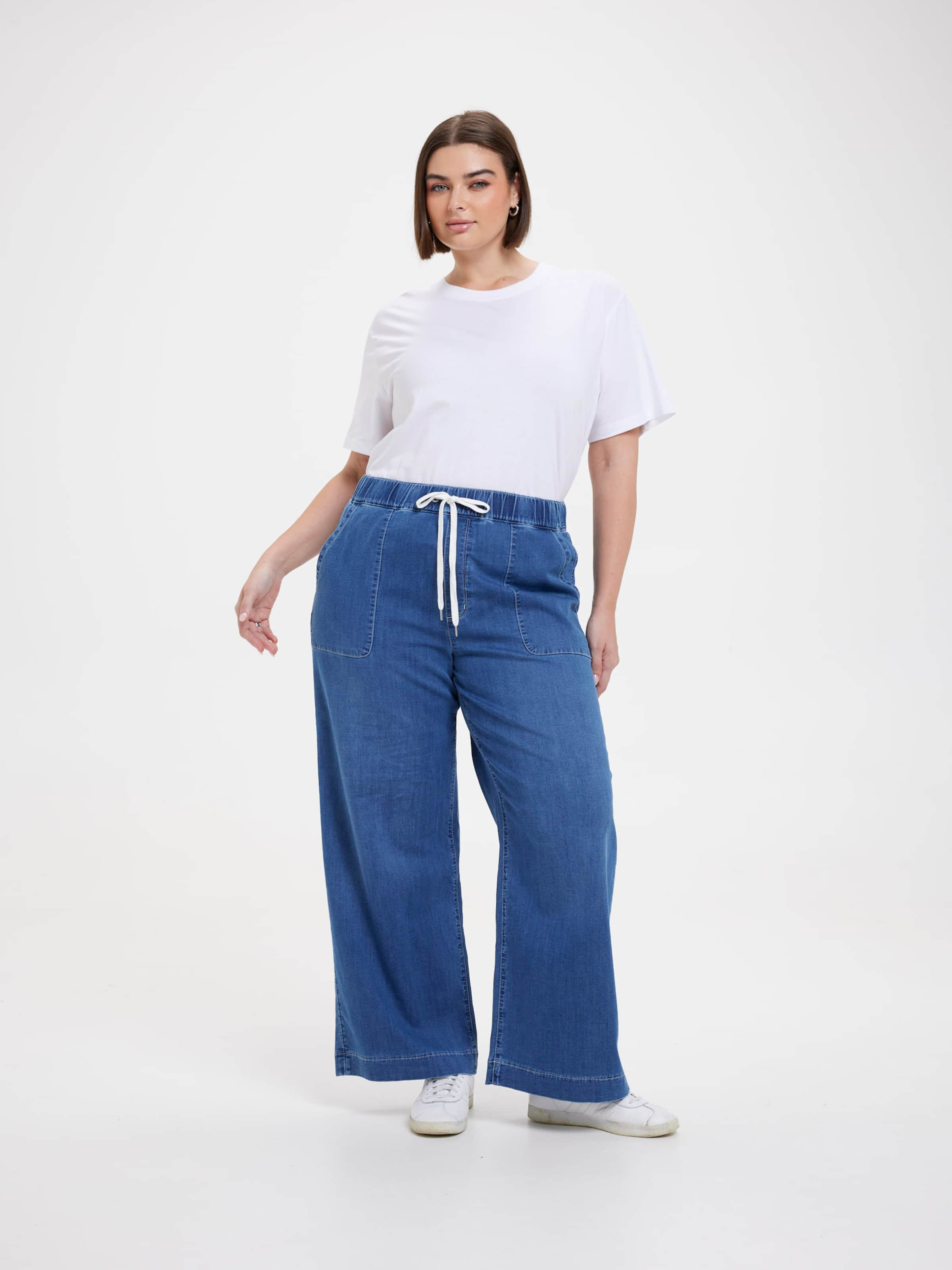 Curve Amaze Wide Jog Pant Pacific - Just Jeans Online