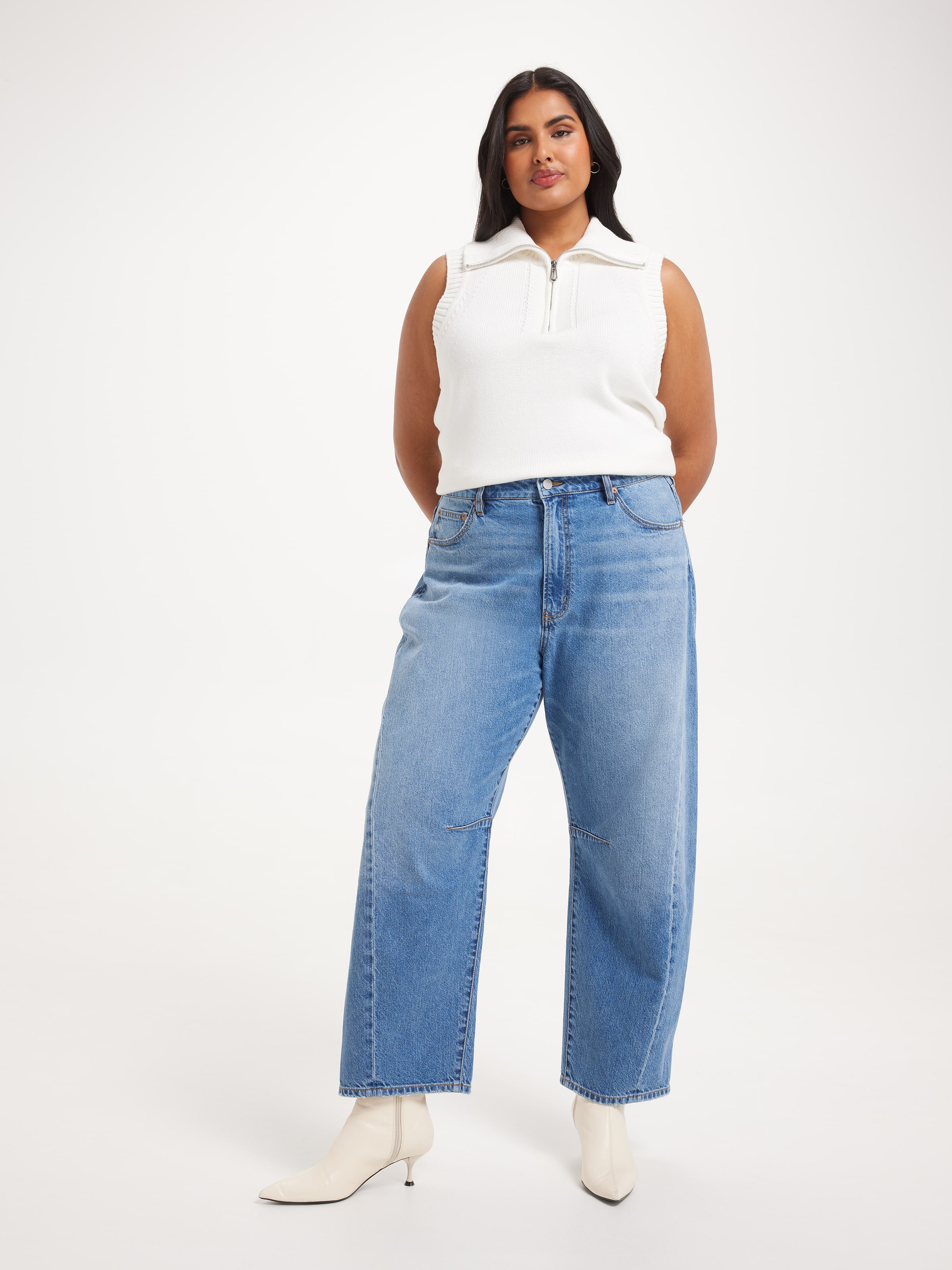 Curve Originals Darted Barrel Leg Jean Bright Mid Vintage - Just Jeans Online