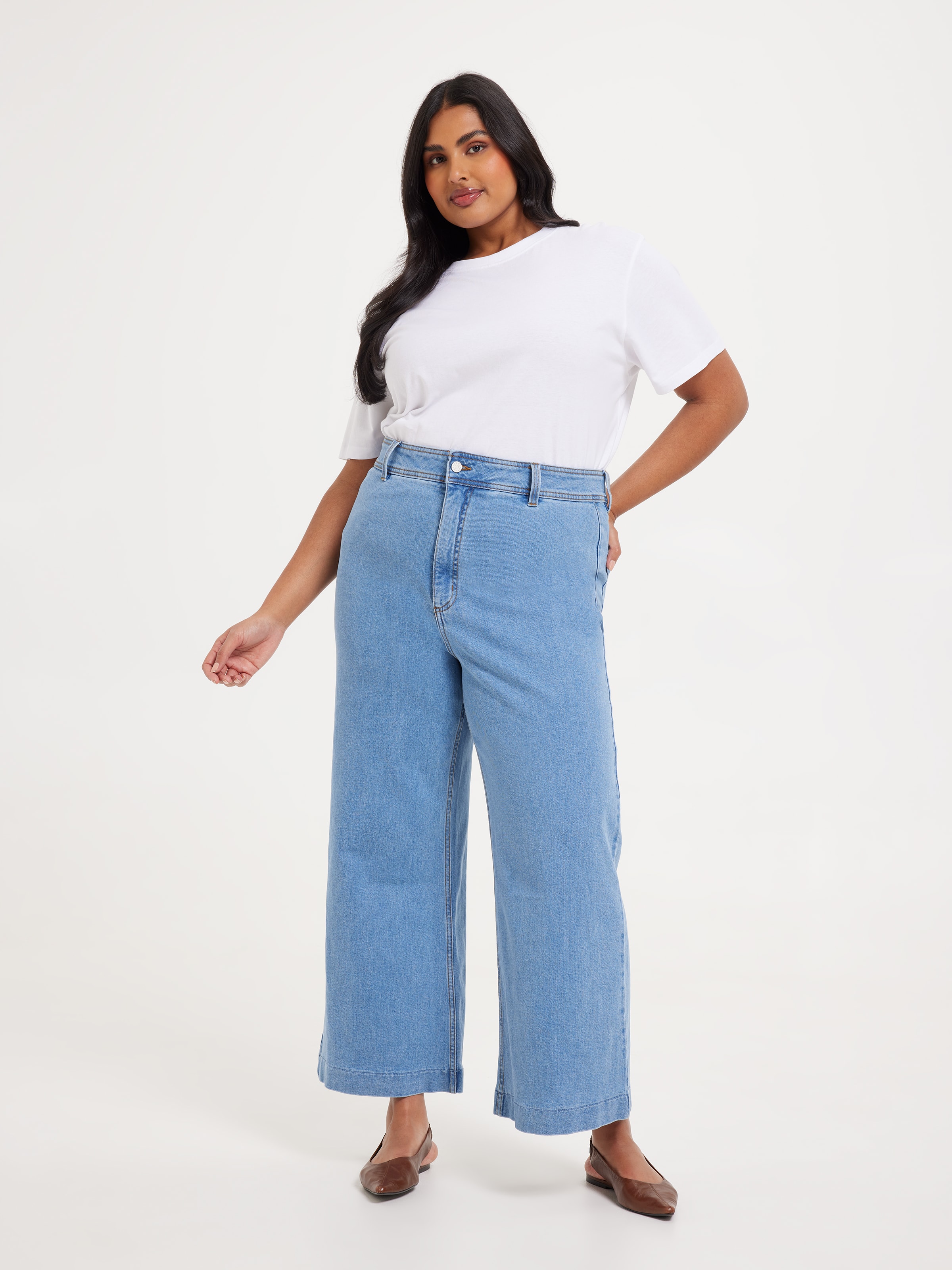 Curve Originals High Rise Zeta Wide Leg Delta Blue - Just Jeans Online