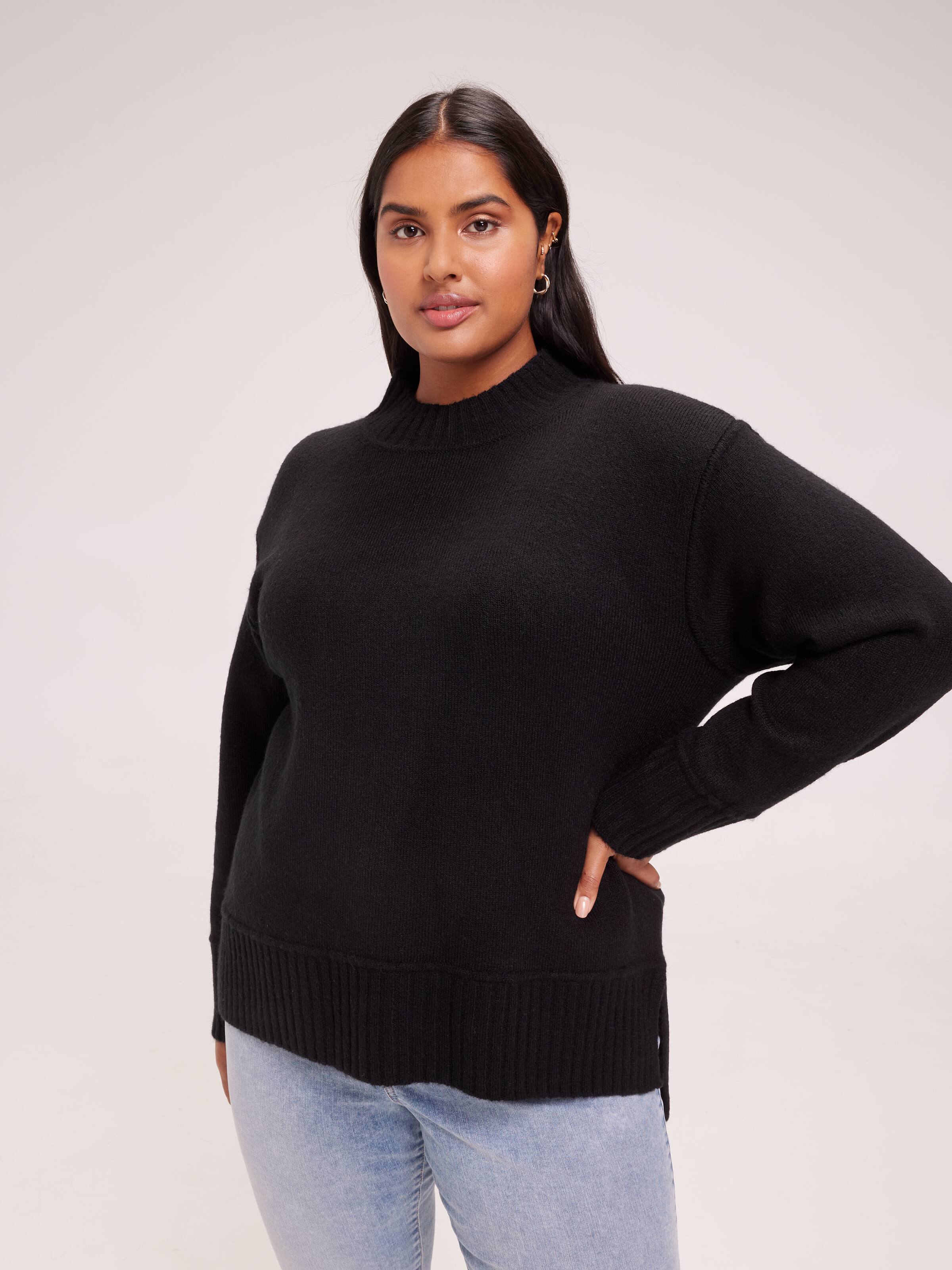 Curve Lucy Extended Neck Pullover Black - Just Jeans Online