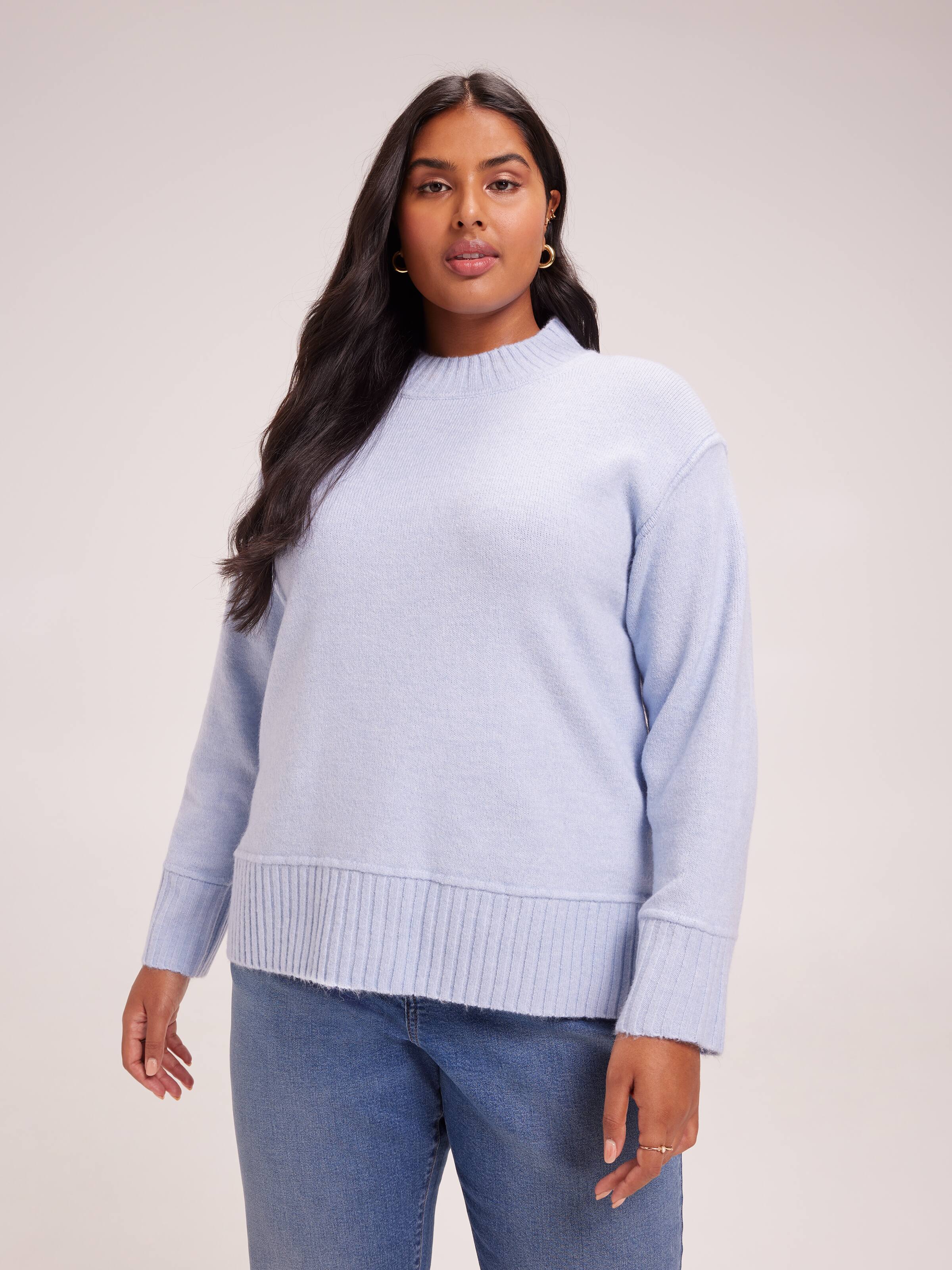Curve Lucy Extended Neck Pullover Sky Blue - Just Jeans Online