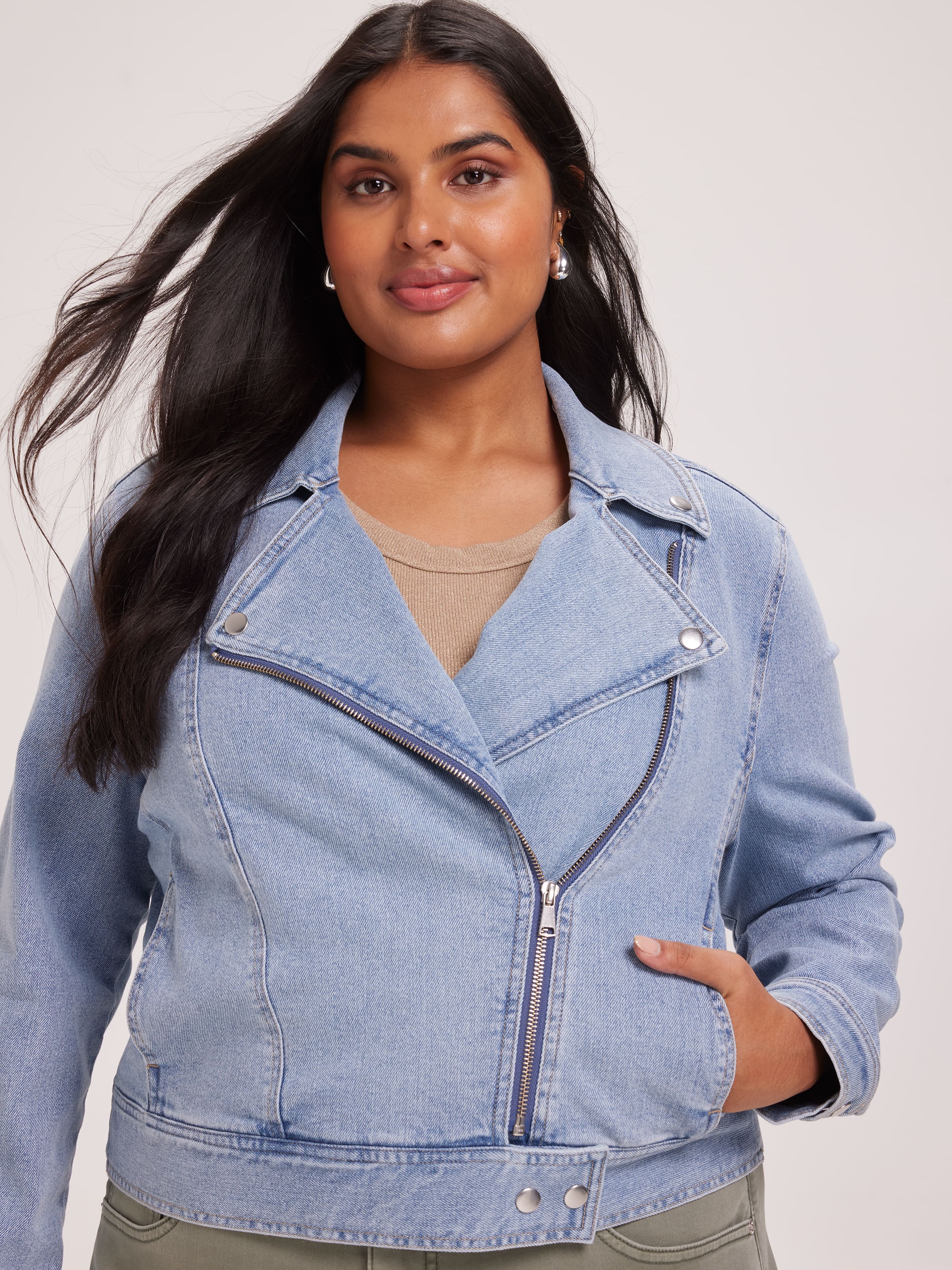 Curve Denim Biker Jacket - Just Jeans Online