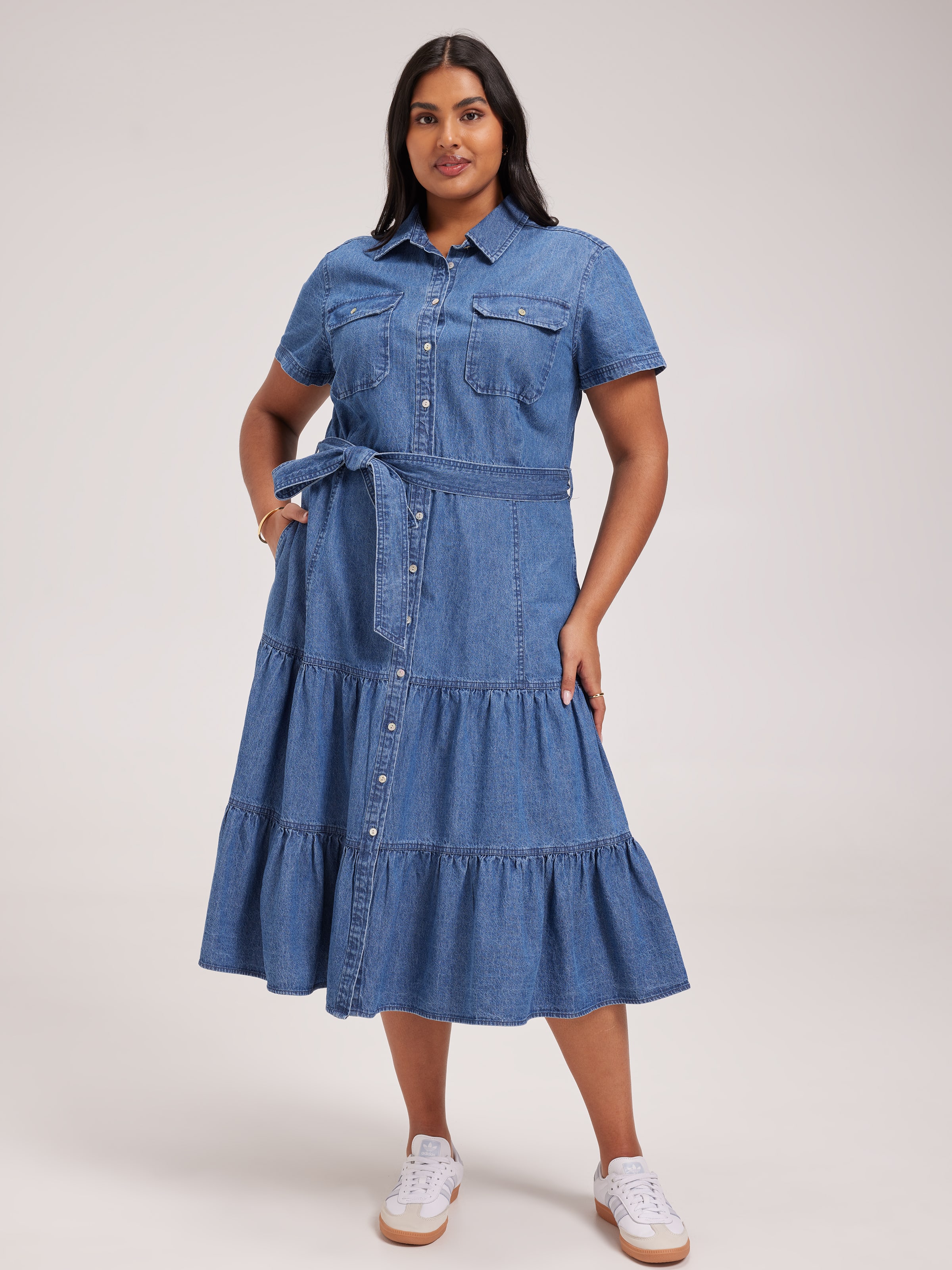 Curve Sadie Tiered Dress - Just Jeans Online