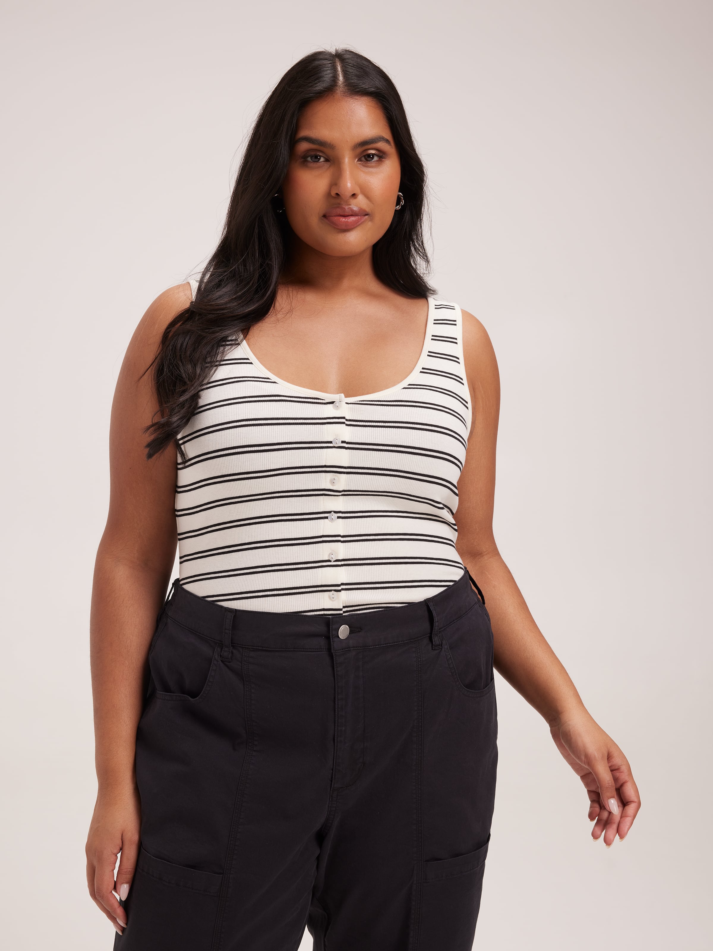 Curve Nina Button Through Modal Tank - Just Jeans Online