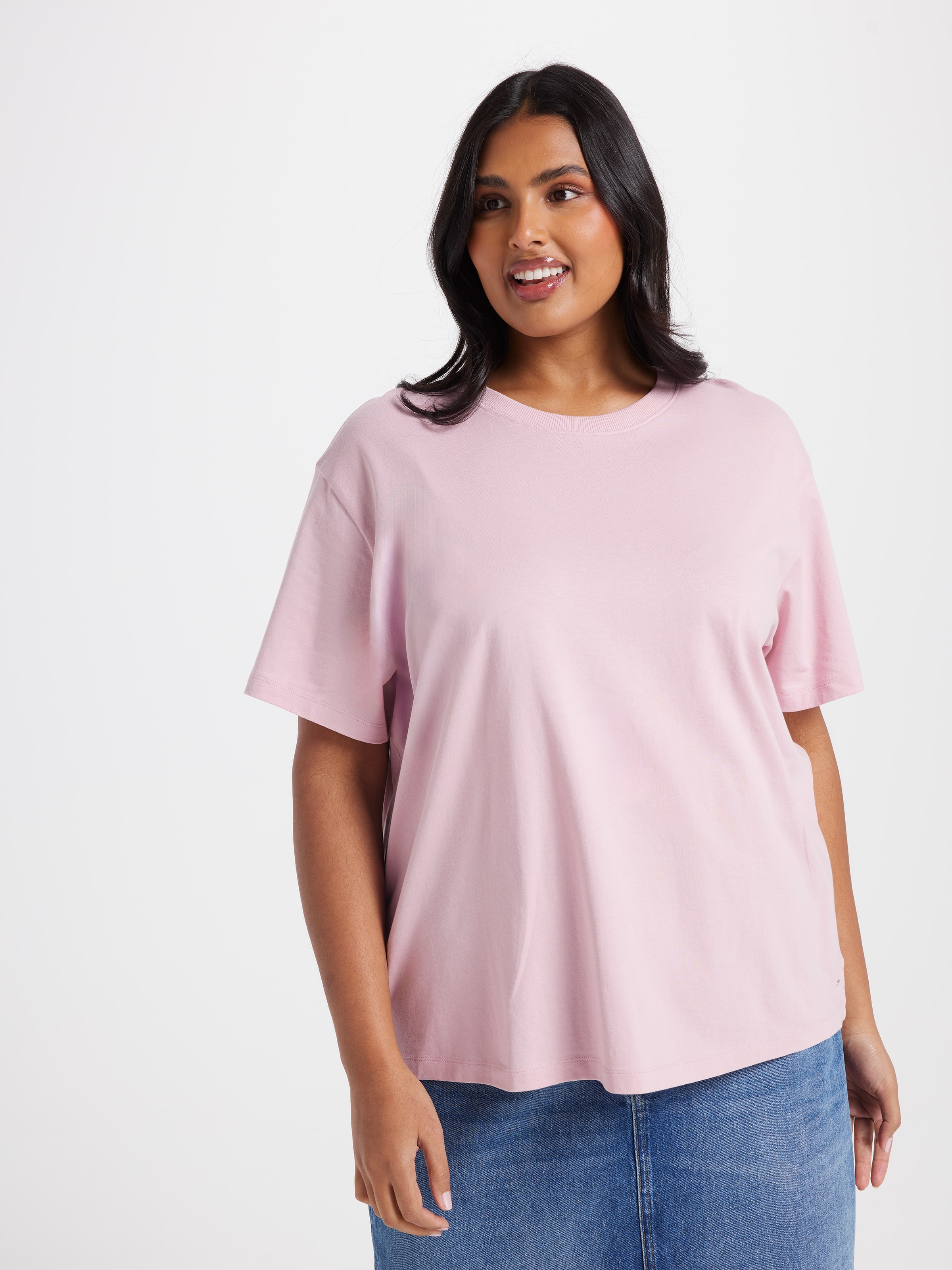 Curve Everyday Regular Tee Pink Nectar - Just Jeans Online