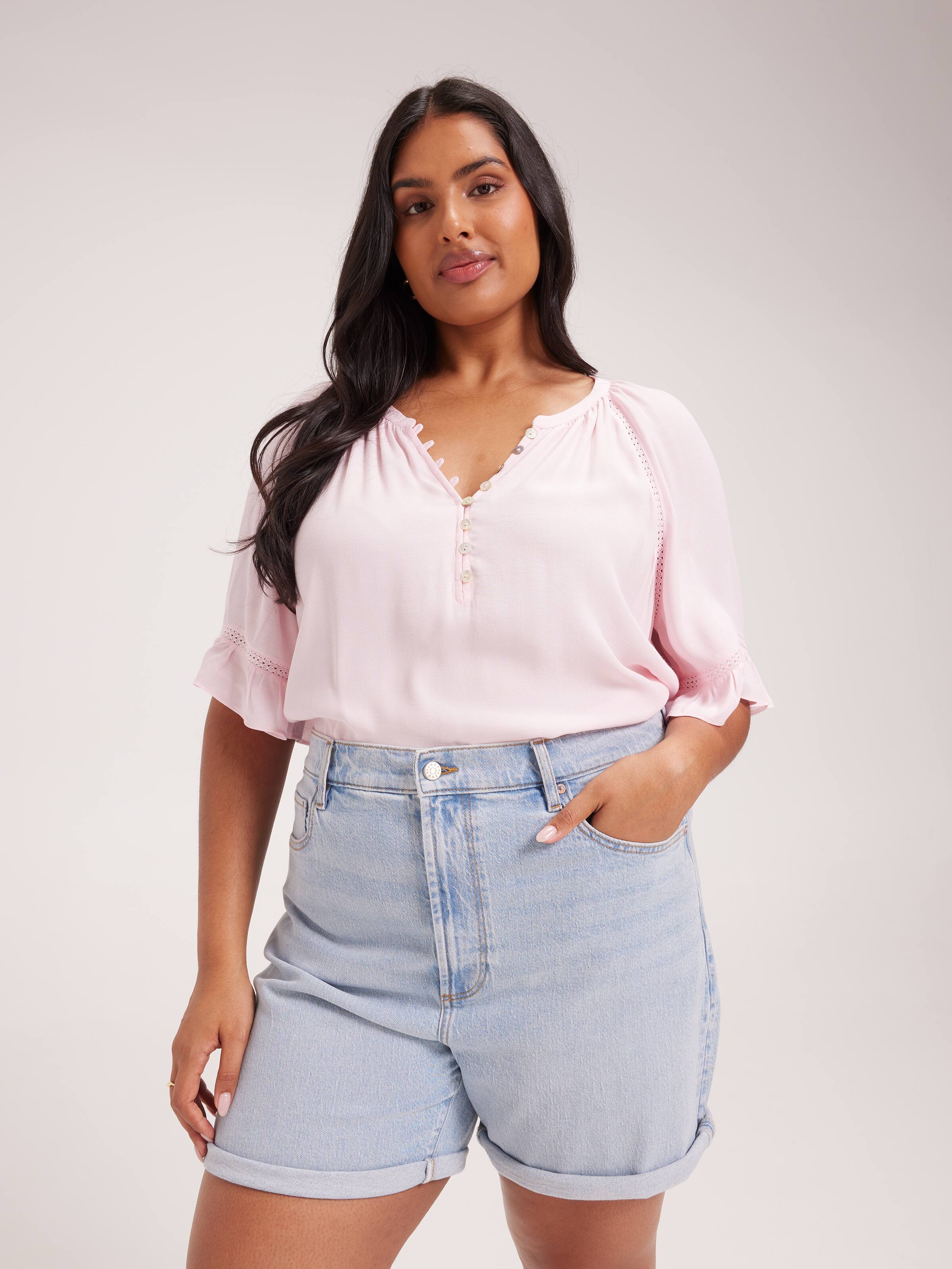 Curve Sydney Placket Front Top - Just Jeans Online