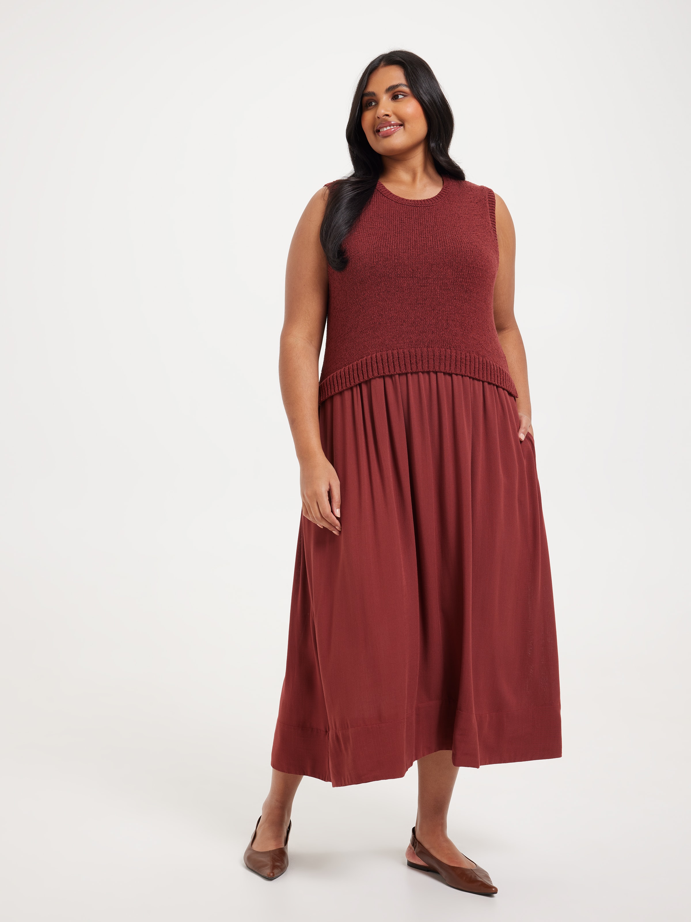 Curve Bella True Knit Combo Dress - Just Jeans Online