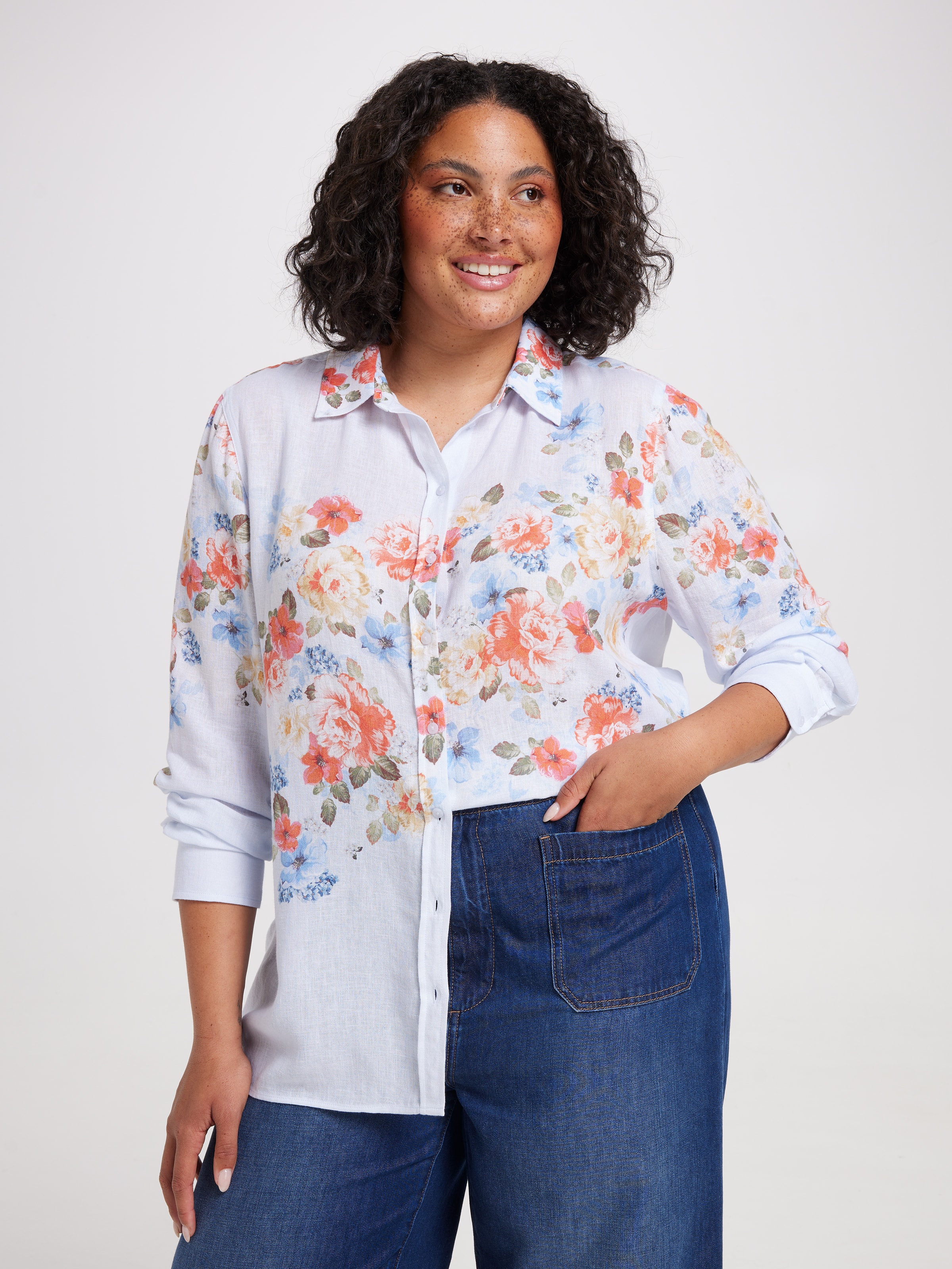 Curve Marlow Linen Shirt - Just Jeans Online