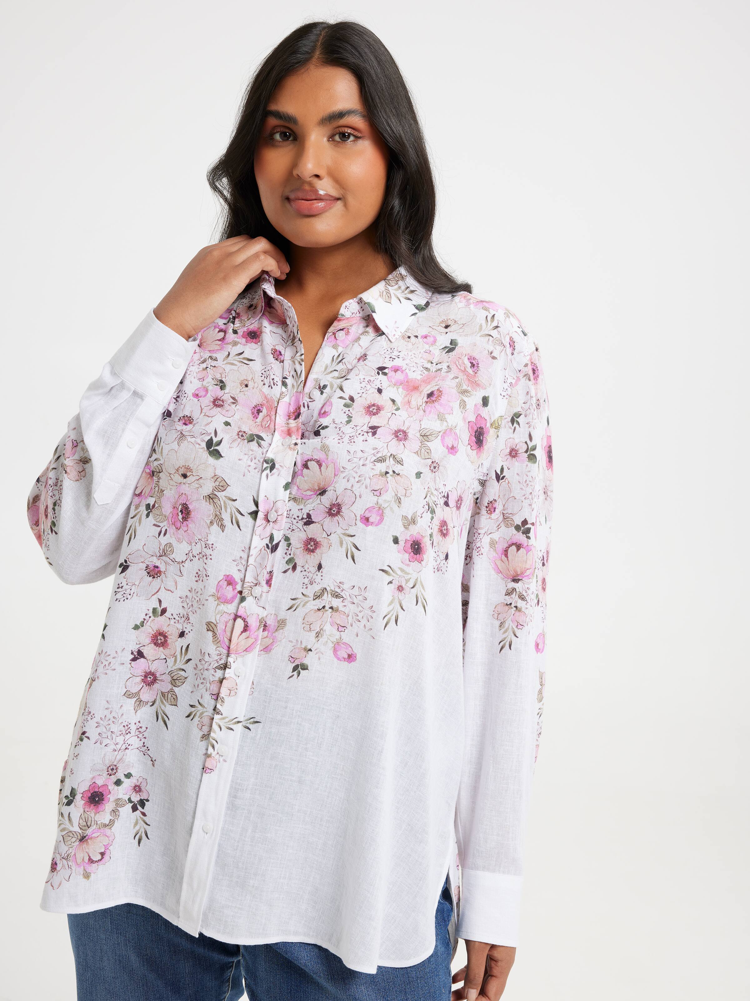 Curve Marlow Linen Shirt - Just Jeans Online