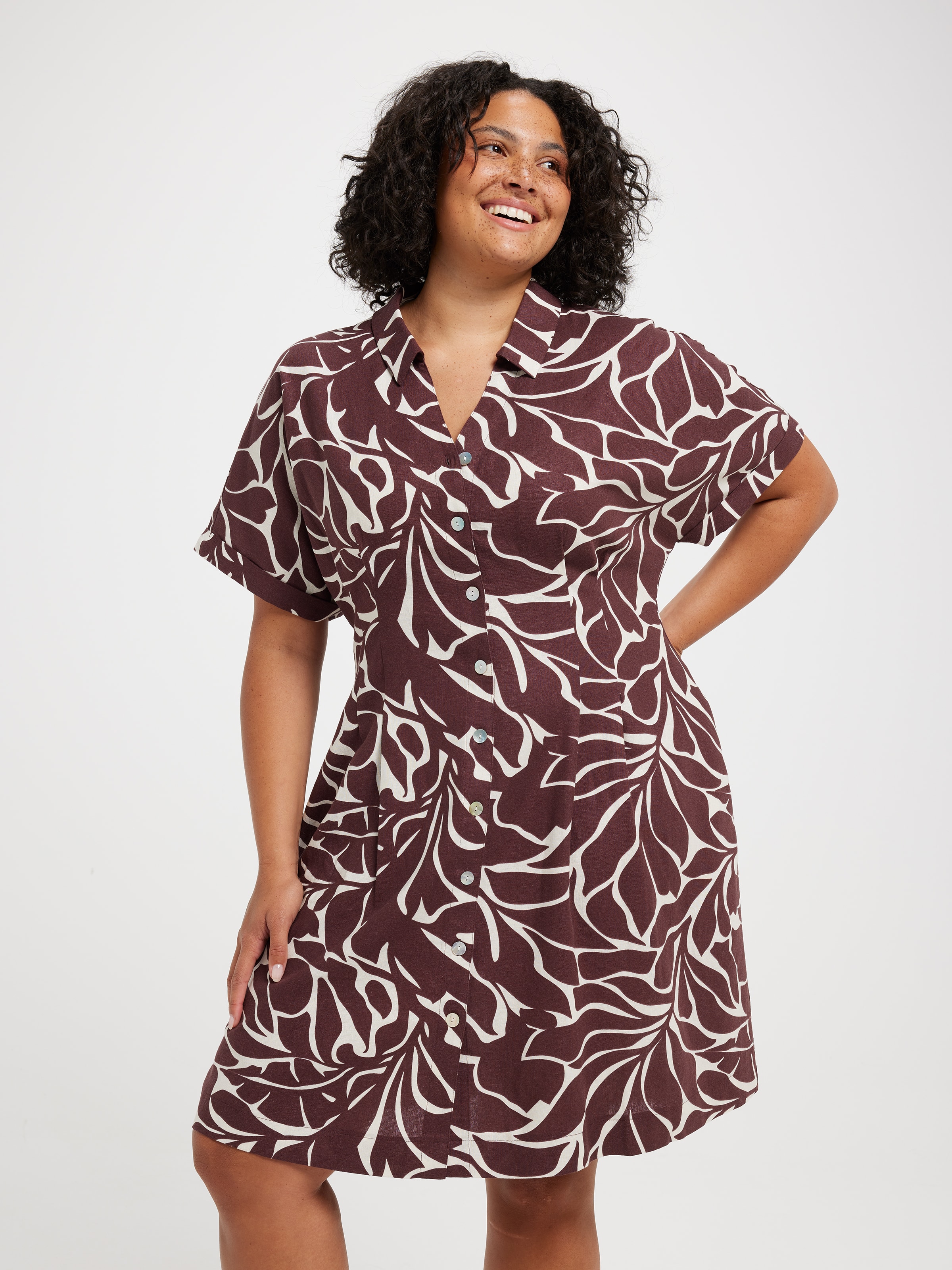 Curve Val Extended Sleeve Shirt Dress - Just Jeans Online