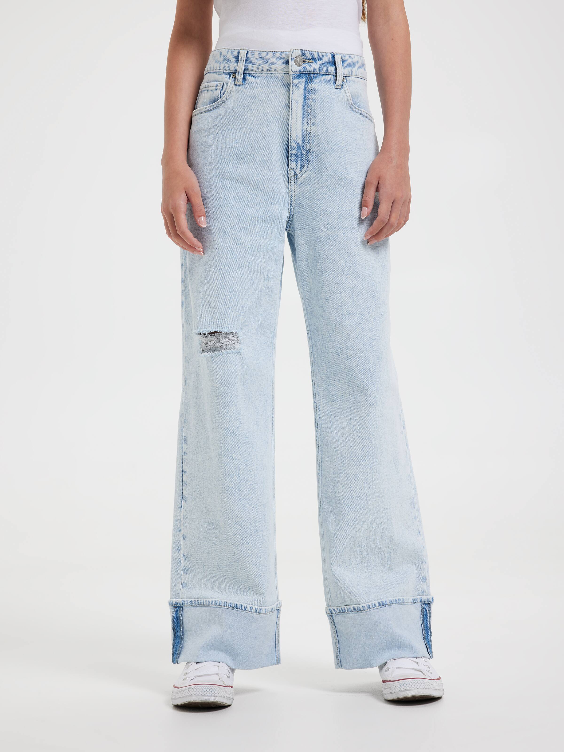 Girls Harlow Turn Up Hem Jean Light Acid Wash - Just Jeans Online