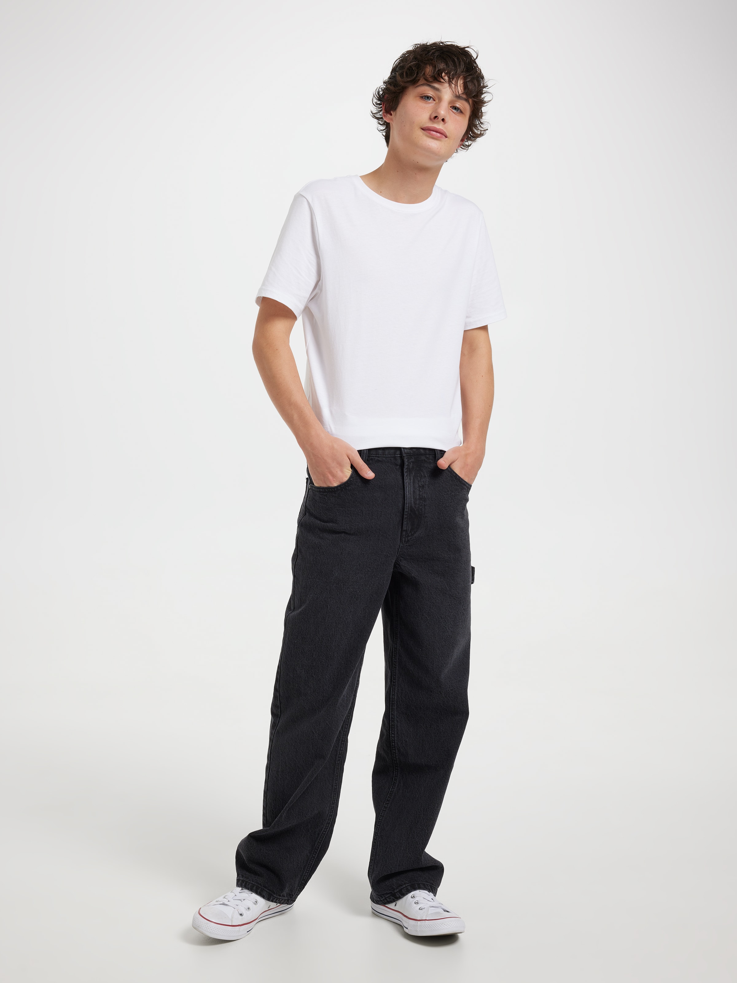 Boys Connor Carpenter Pant Washed Black - Just Jeans Online
