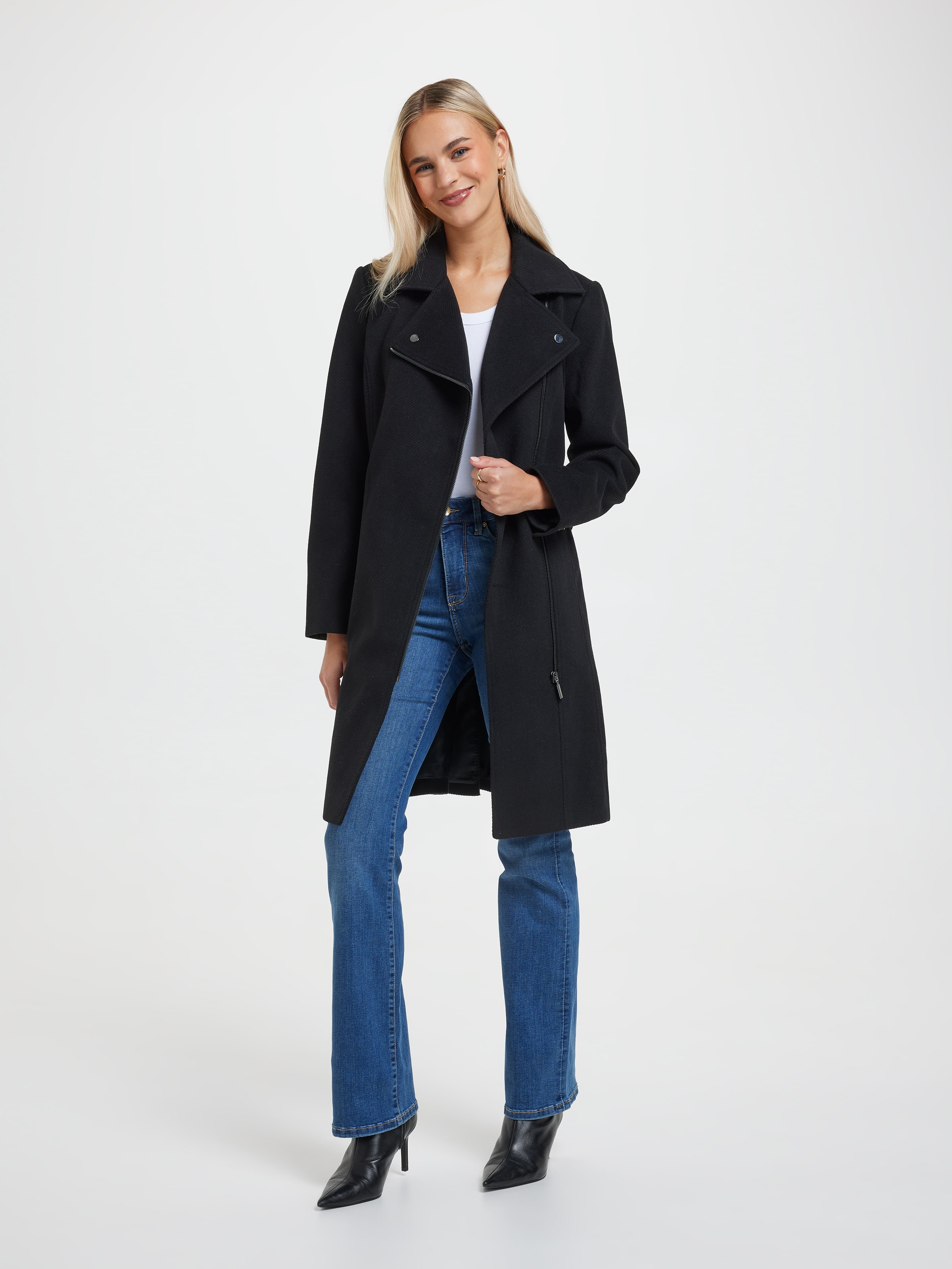 Chloe Zip Wrap Coat Black - Smiggle Online