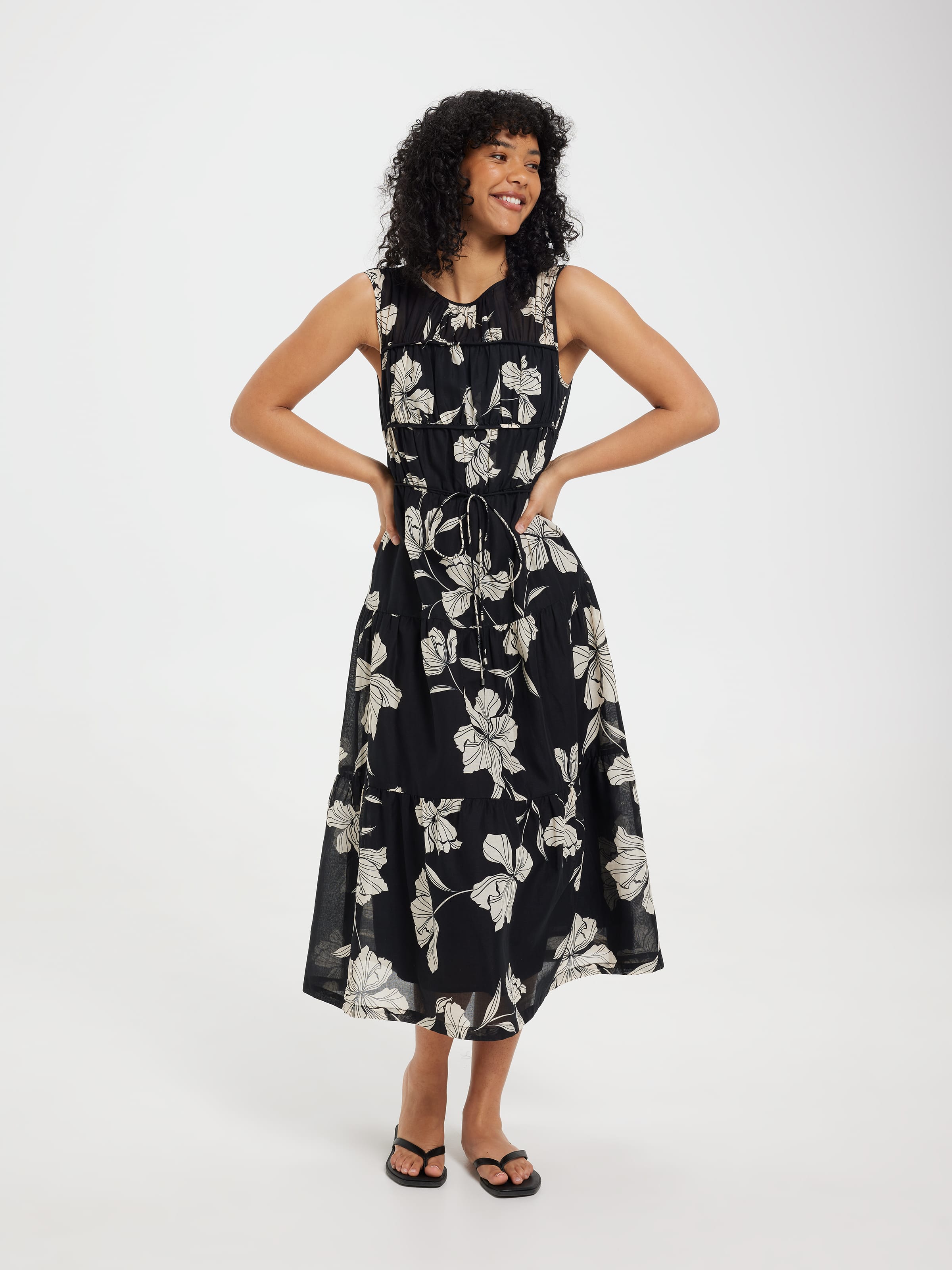 Eva Gathered Midi Dress - Just Jeans Online
