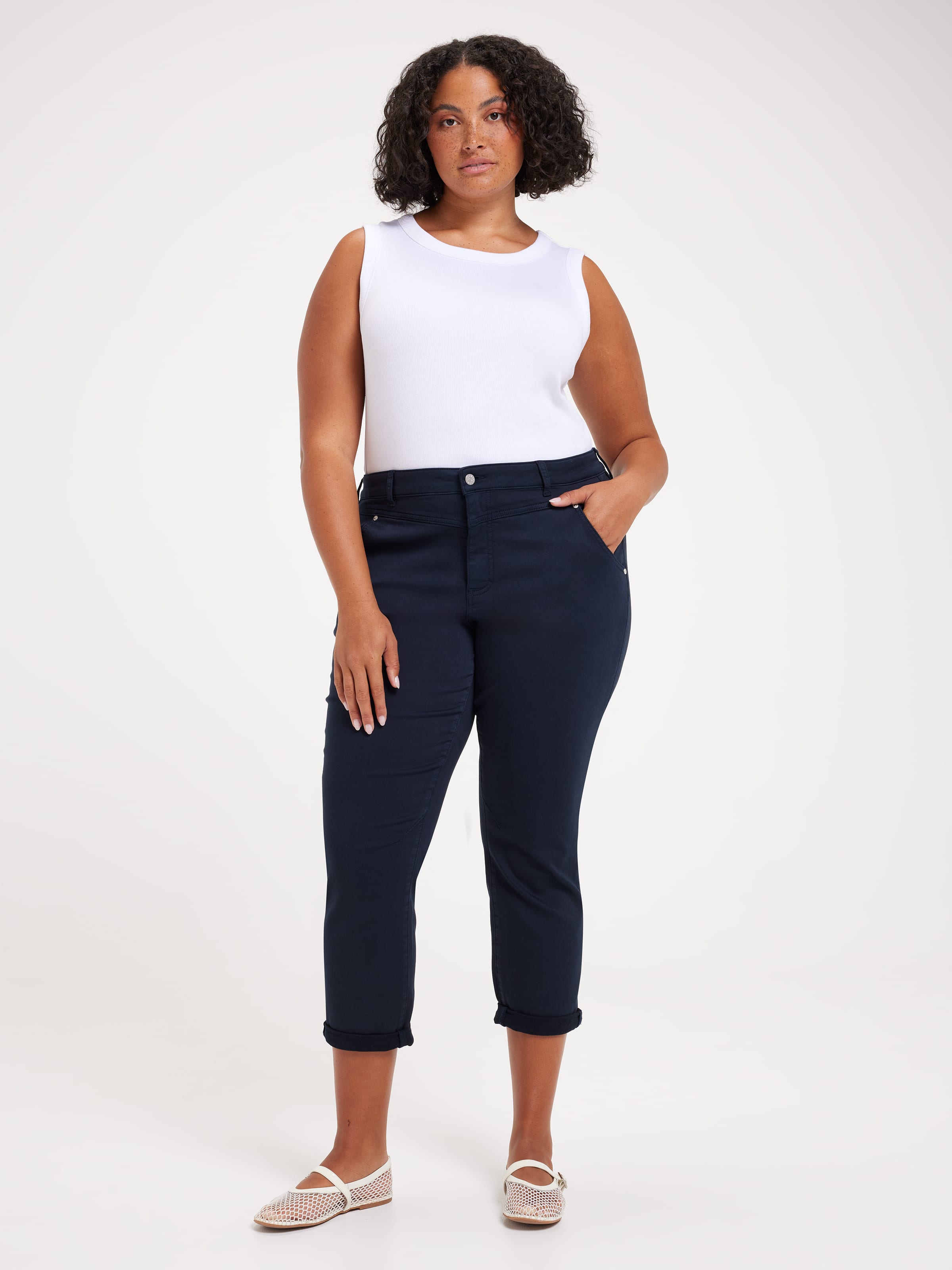 Curve Amaze Yoke Front Boyfriend Jean Regal Blue - Just Jeans Online