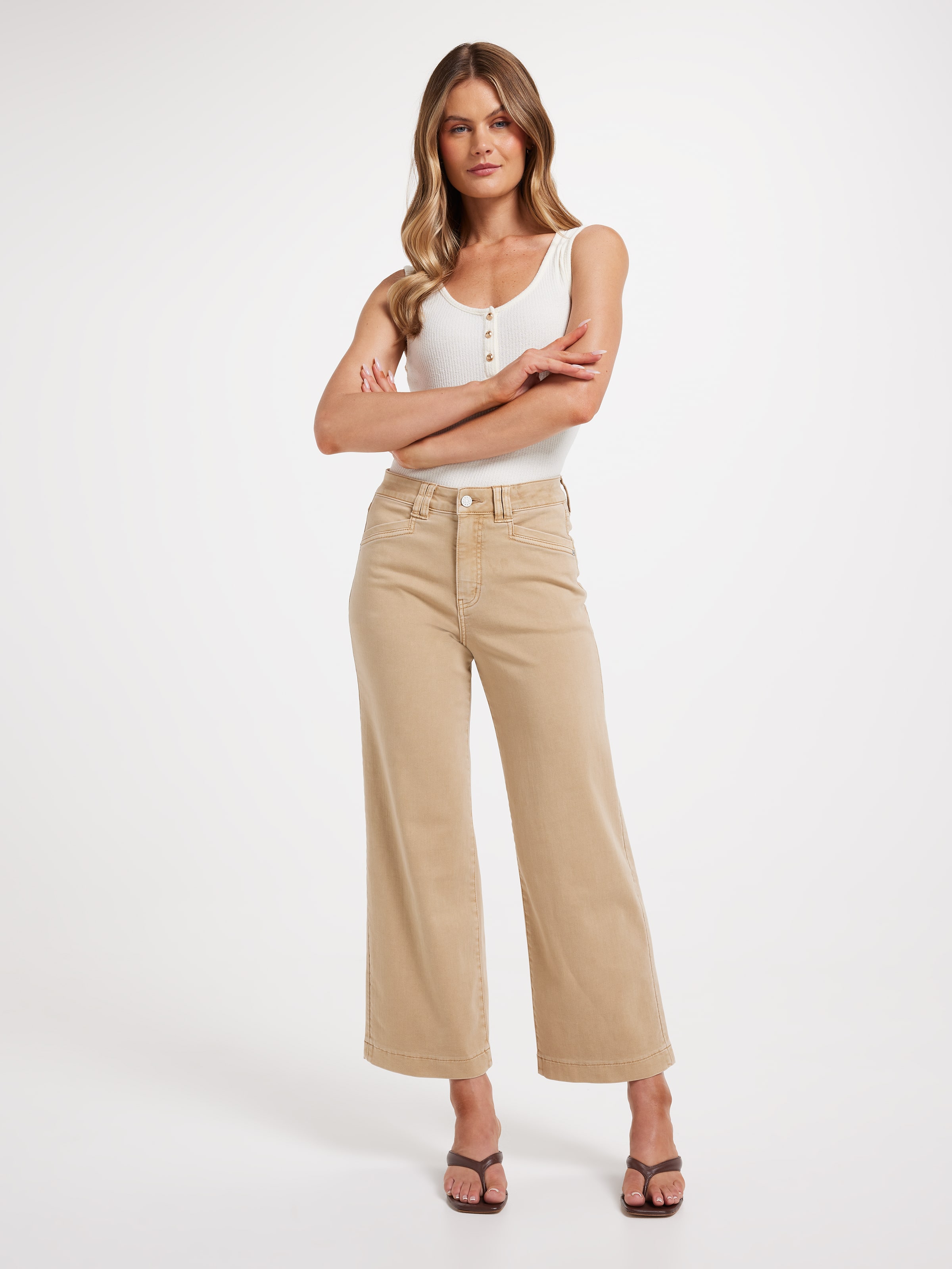Amaze High Rise Wide Leg Ankle Jean Dune - Just Jeans Online