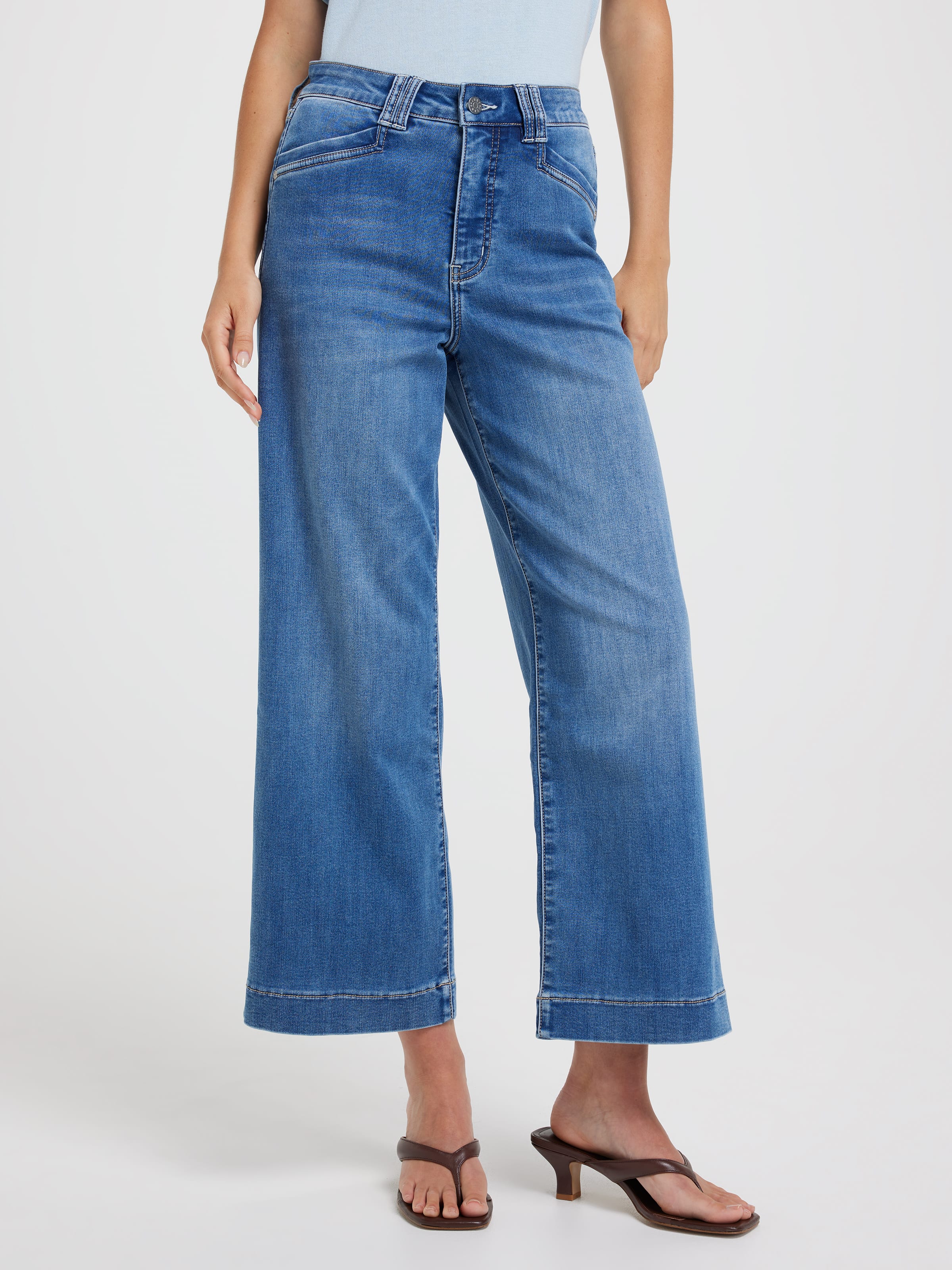 Amaze High Rise Wide Leg Ankle Jean Jagger Blue - Just Jeans Online