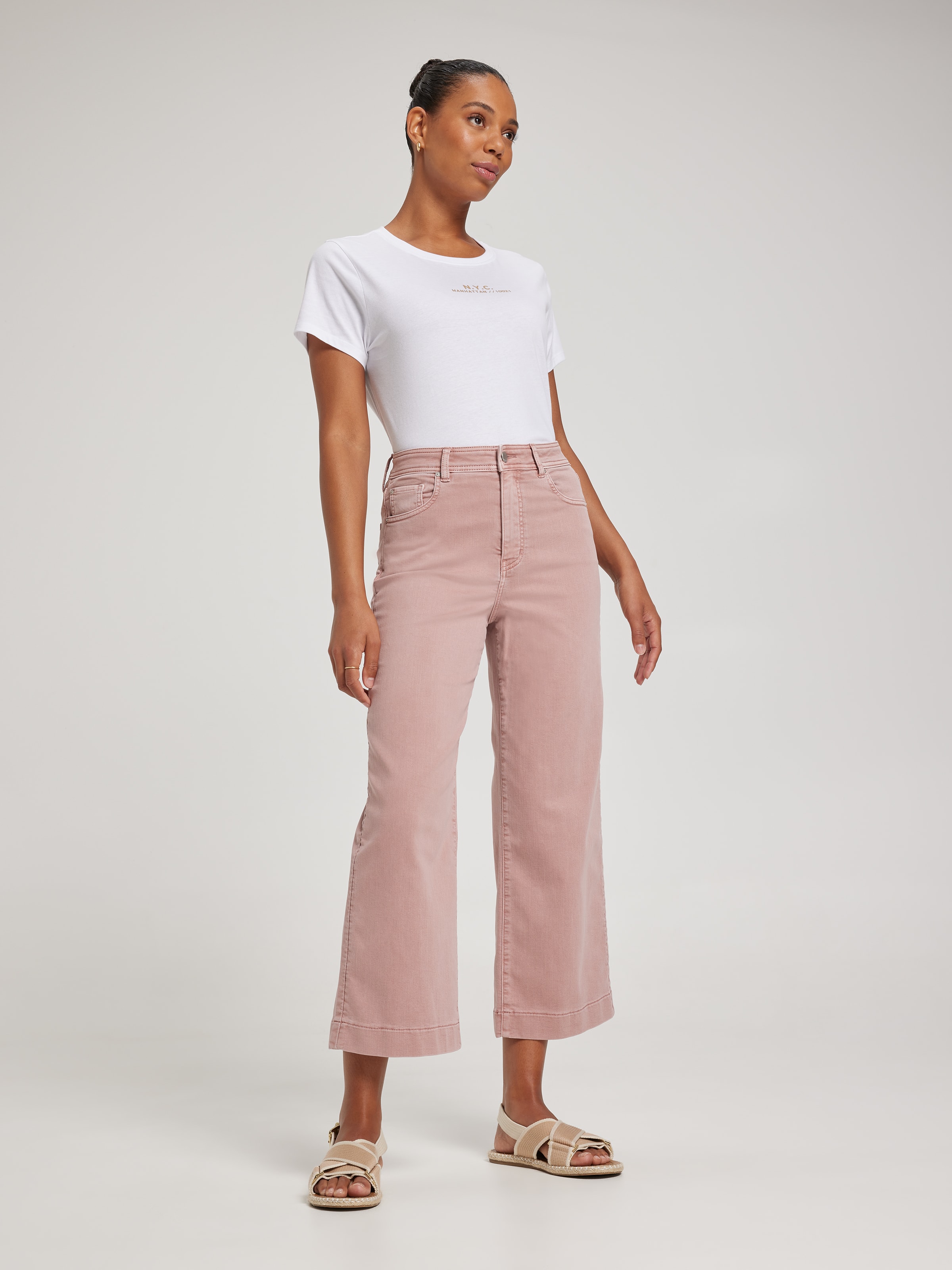 Amaze High Rise Wide Leg Crop Jean Dusty Rose - Just Jeans Online