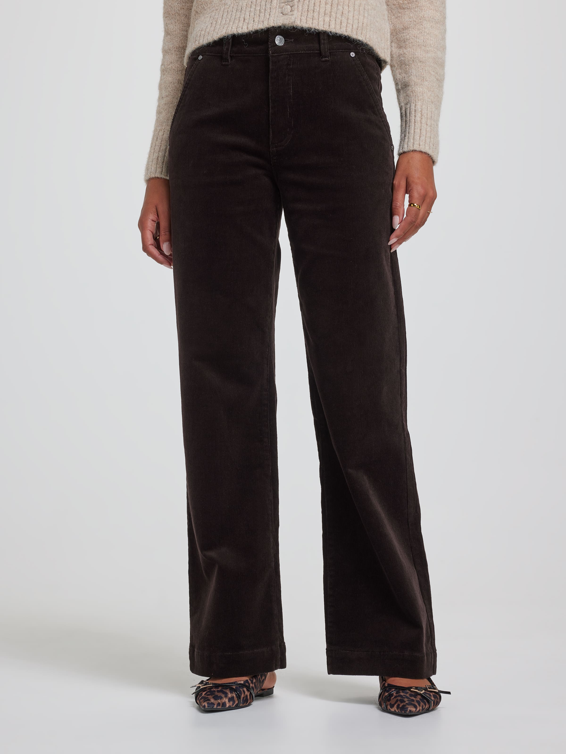 Cord High Rise Wide Leg Pocket Trouser Java - Just Jeans Online