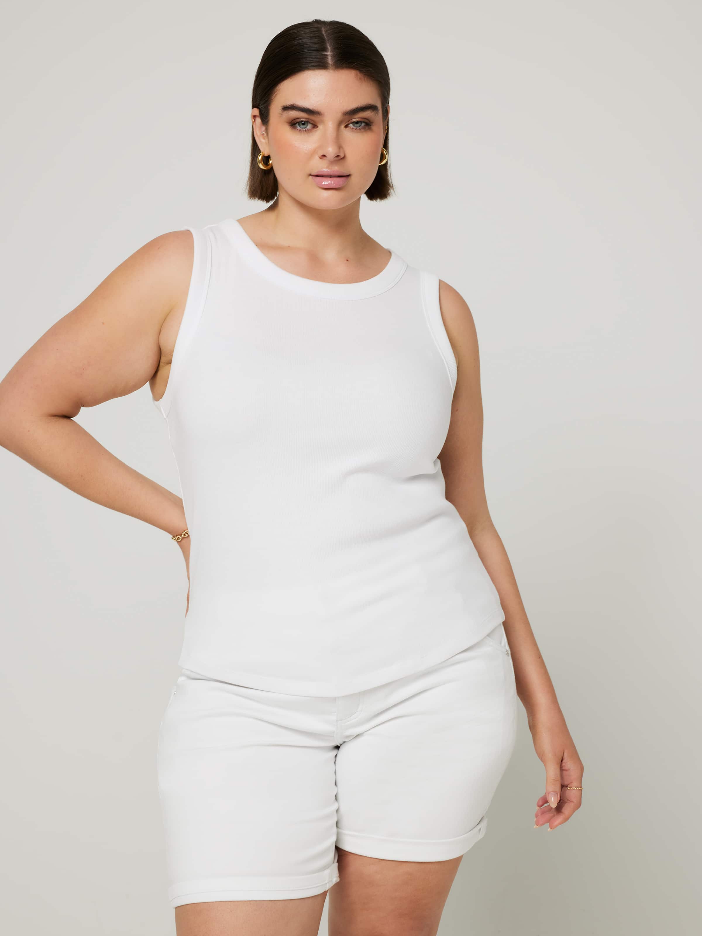 Curve Kayla High Neck Tank White - Just Jeans Online