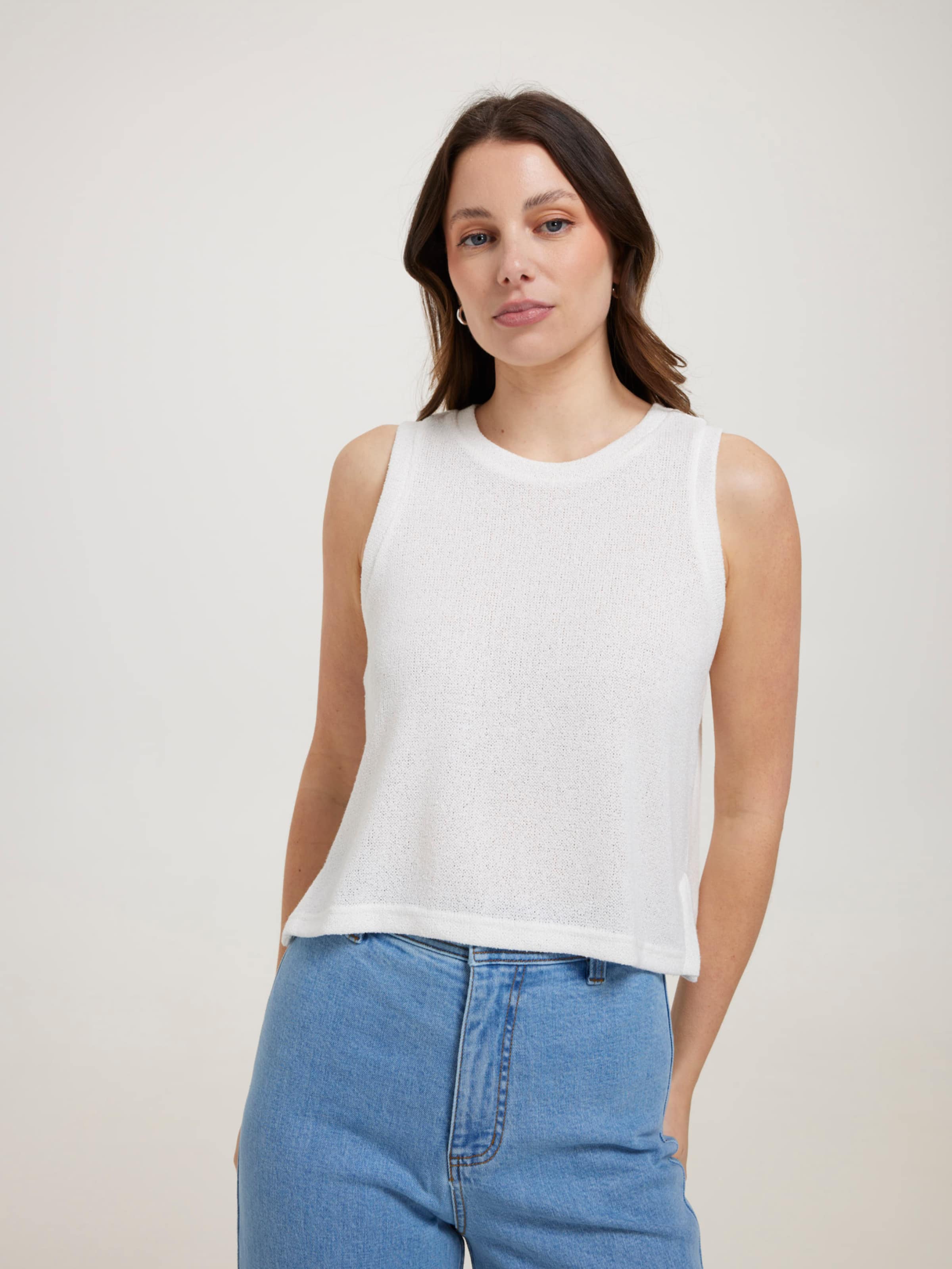 Elise Textured Tank True White - Just Jeans Online