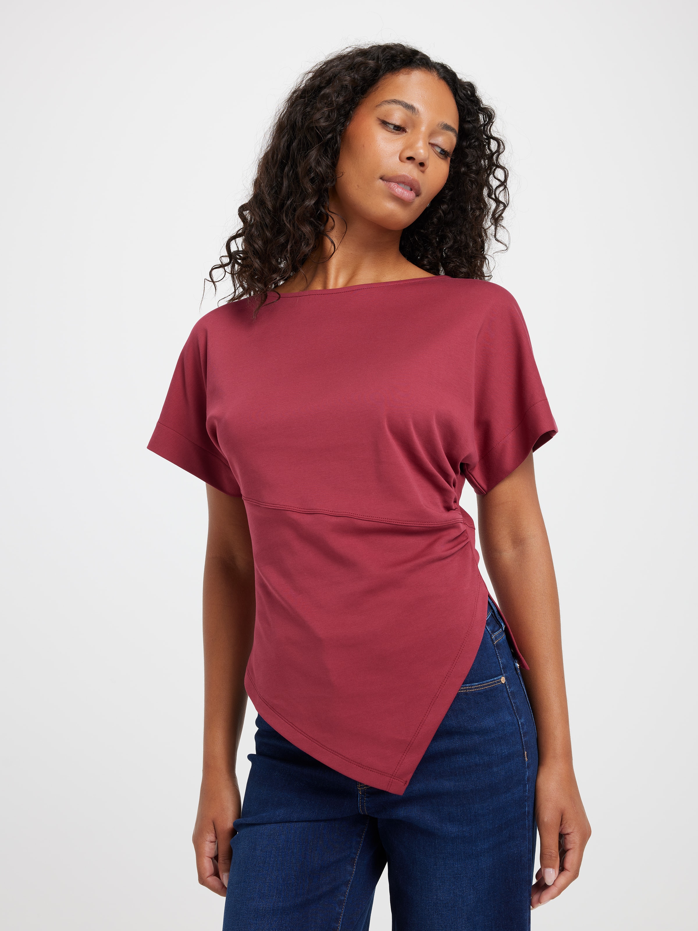 Freya Asymmetrical Side Gathered Top - Just Jeans Online