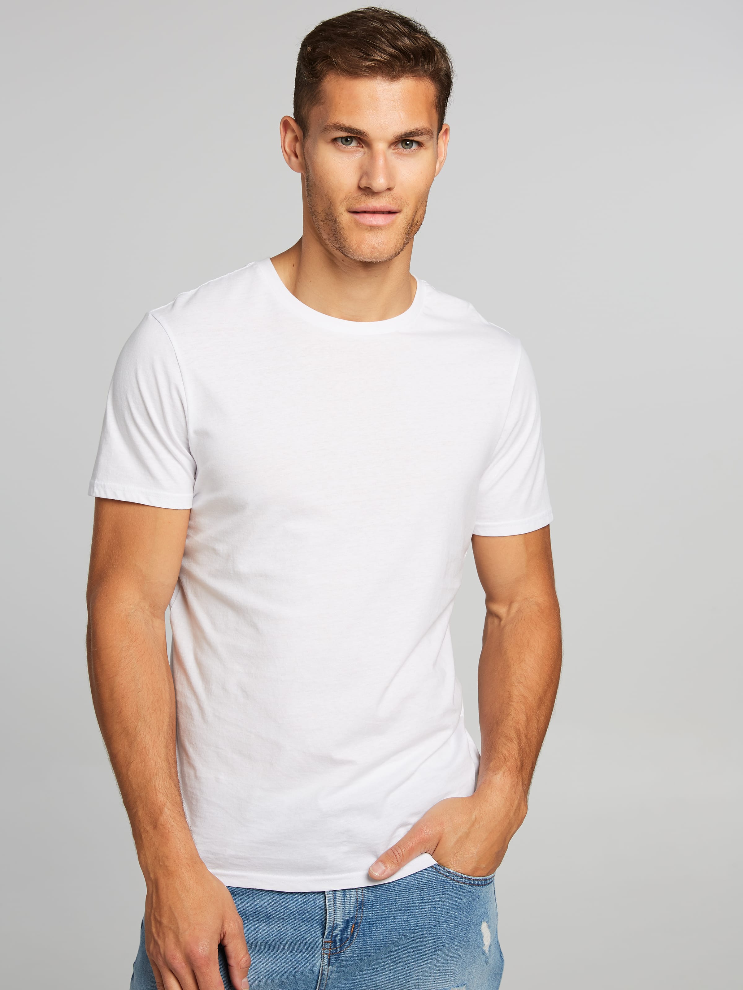 Basic Crew Plain Tee White - Just Jeans Online