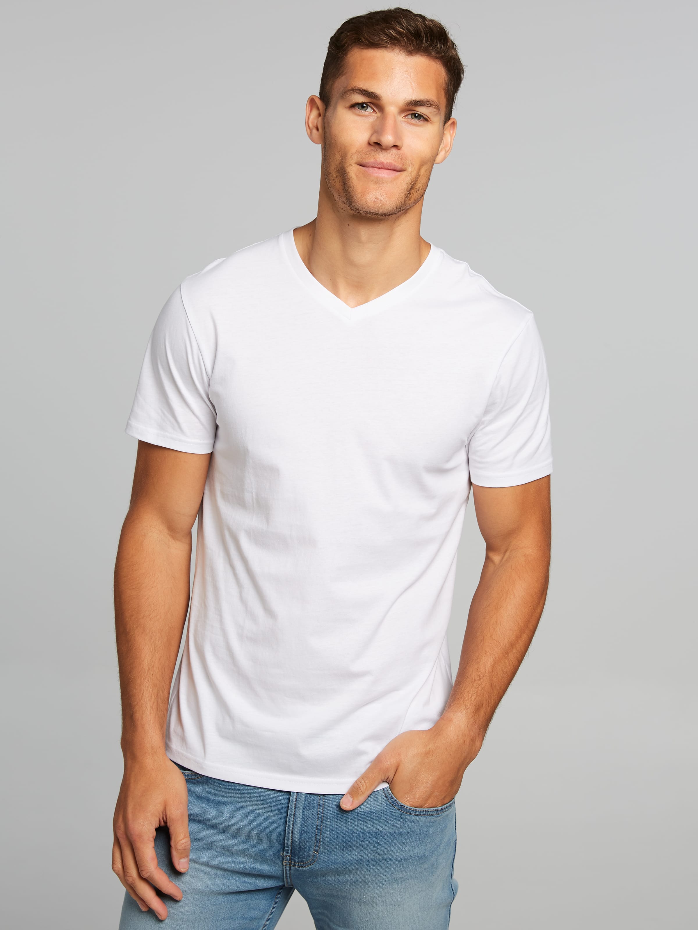 Basic V Neck Plain Tee White - Portmans Online